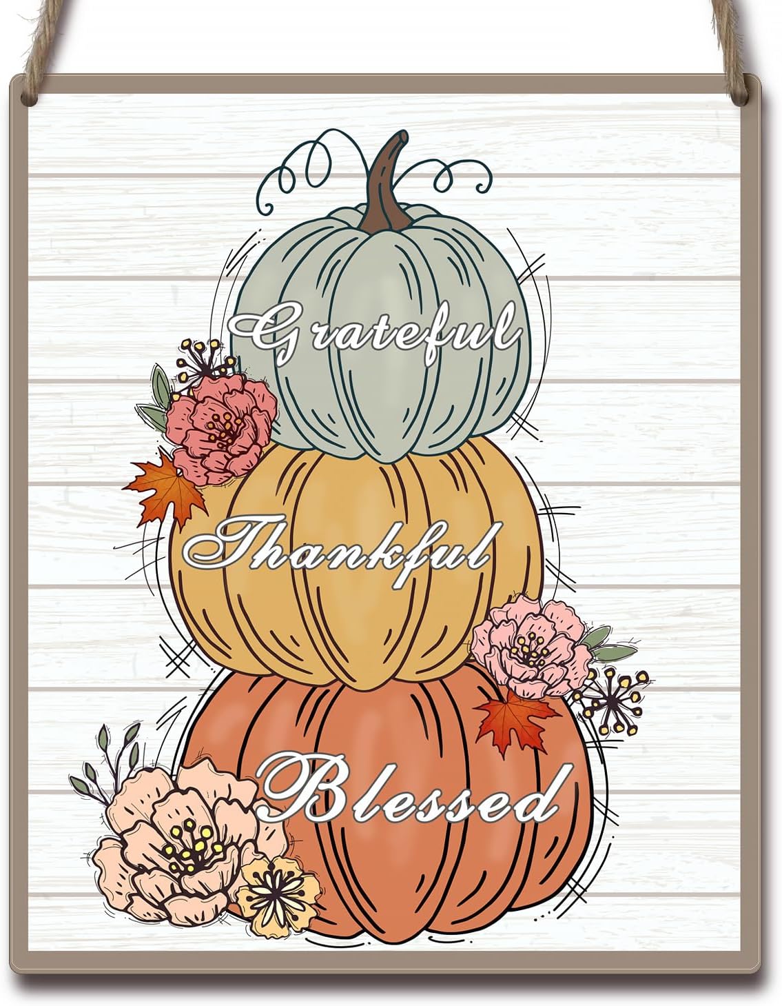 Amazon.com: Blessed Grateful Fall Decor - Wooden Pumpkin Signs for ...