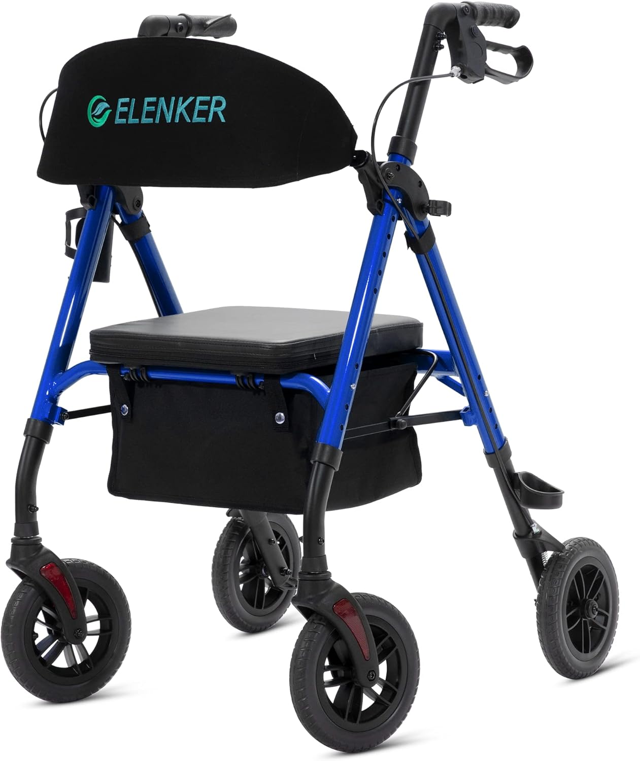 ELENKER All-Terrain Rollator Walker with 8” Non-Pneumatic Wheels ...
