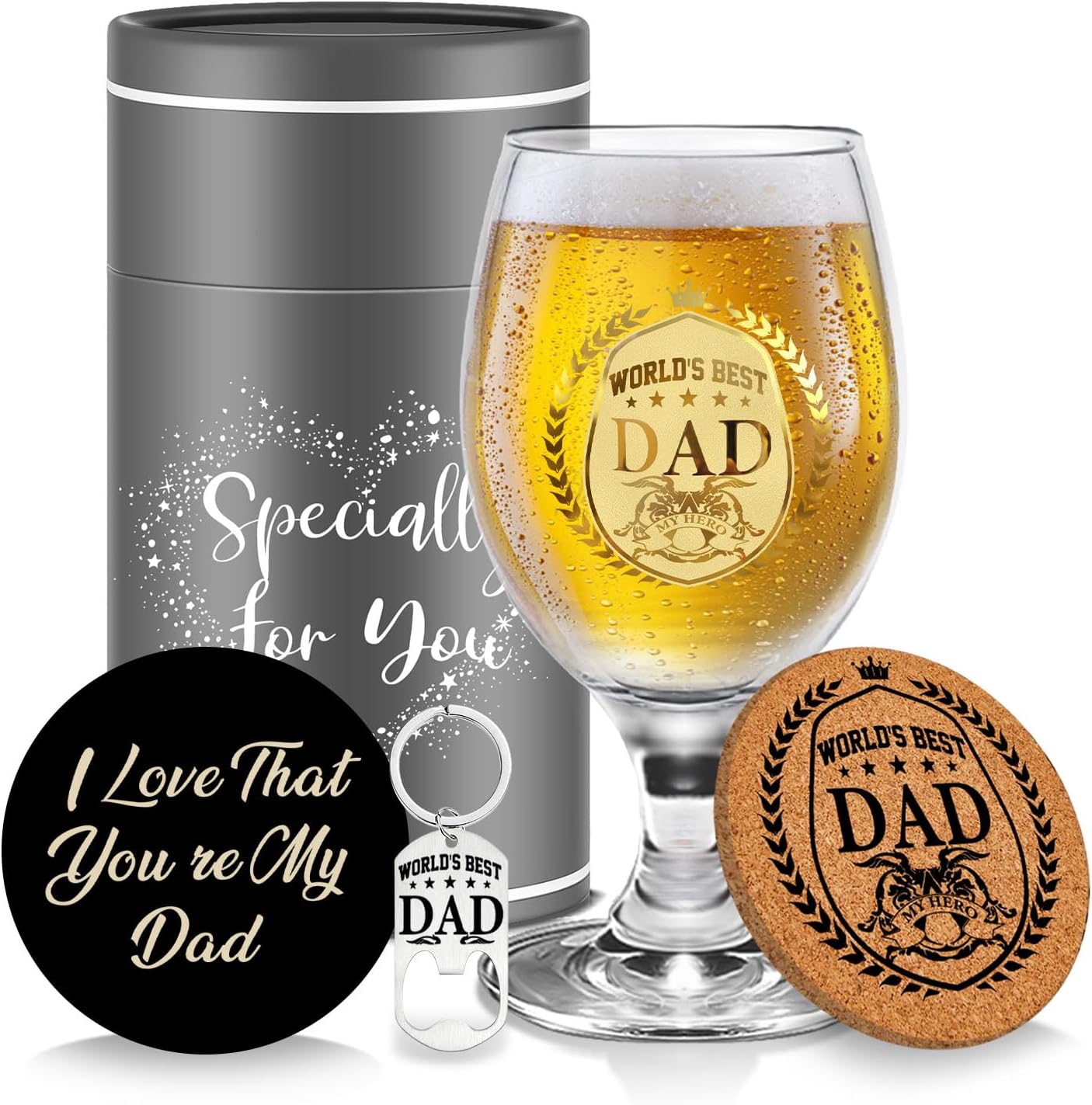 Funnli Regalo Papà, 510ml Bicchieri da Birra Regali per Papà, BEVI PAPÀ ...