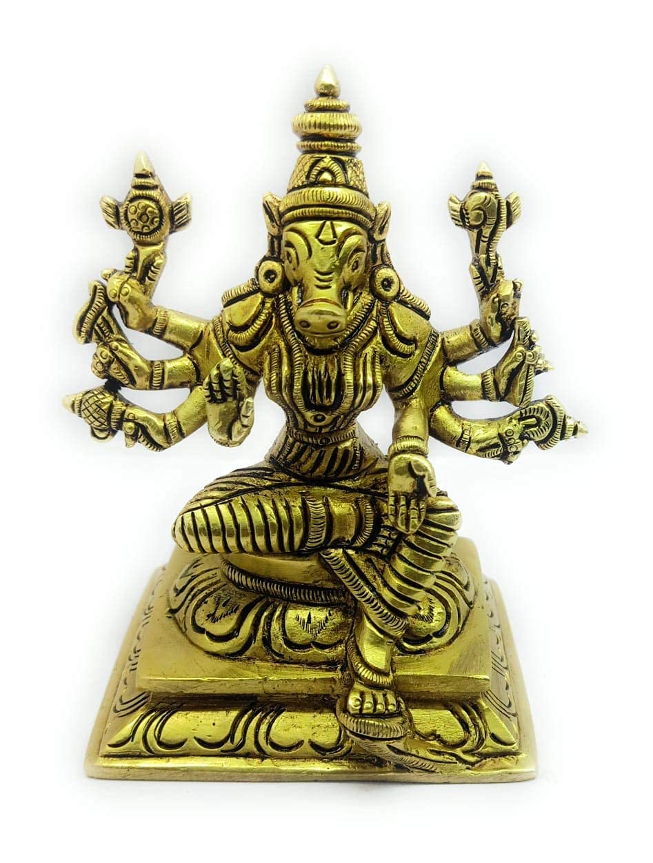Buy Ayyappan Traders Varagi Amman 8 Handed Brass Statue | Lord Vishnu's ...