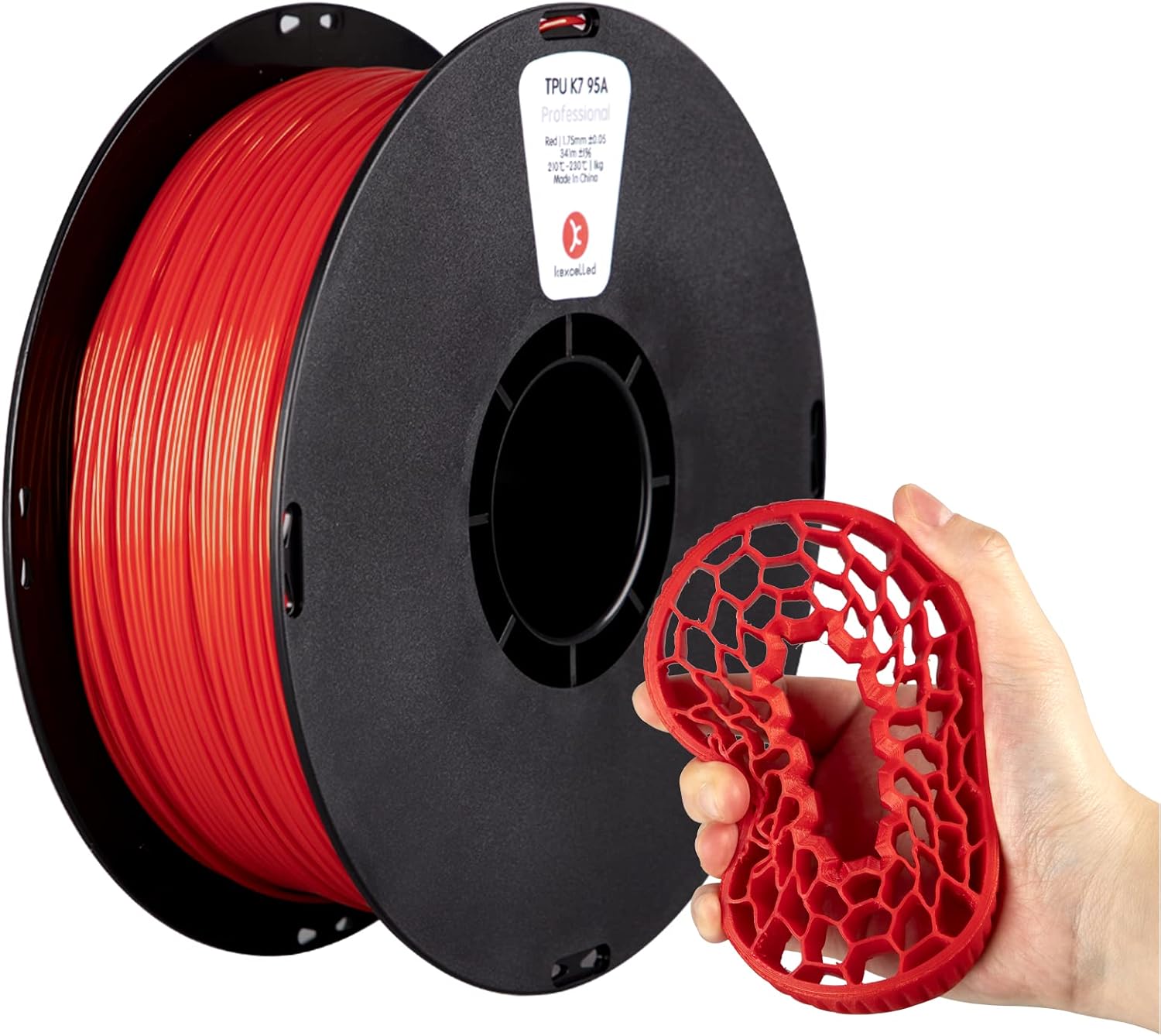 kexcelled TPU 95A Soft Flexible Filament 1.75mm, 1kg Spool(2.2lbs), for ...