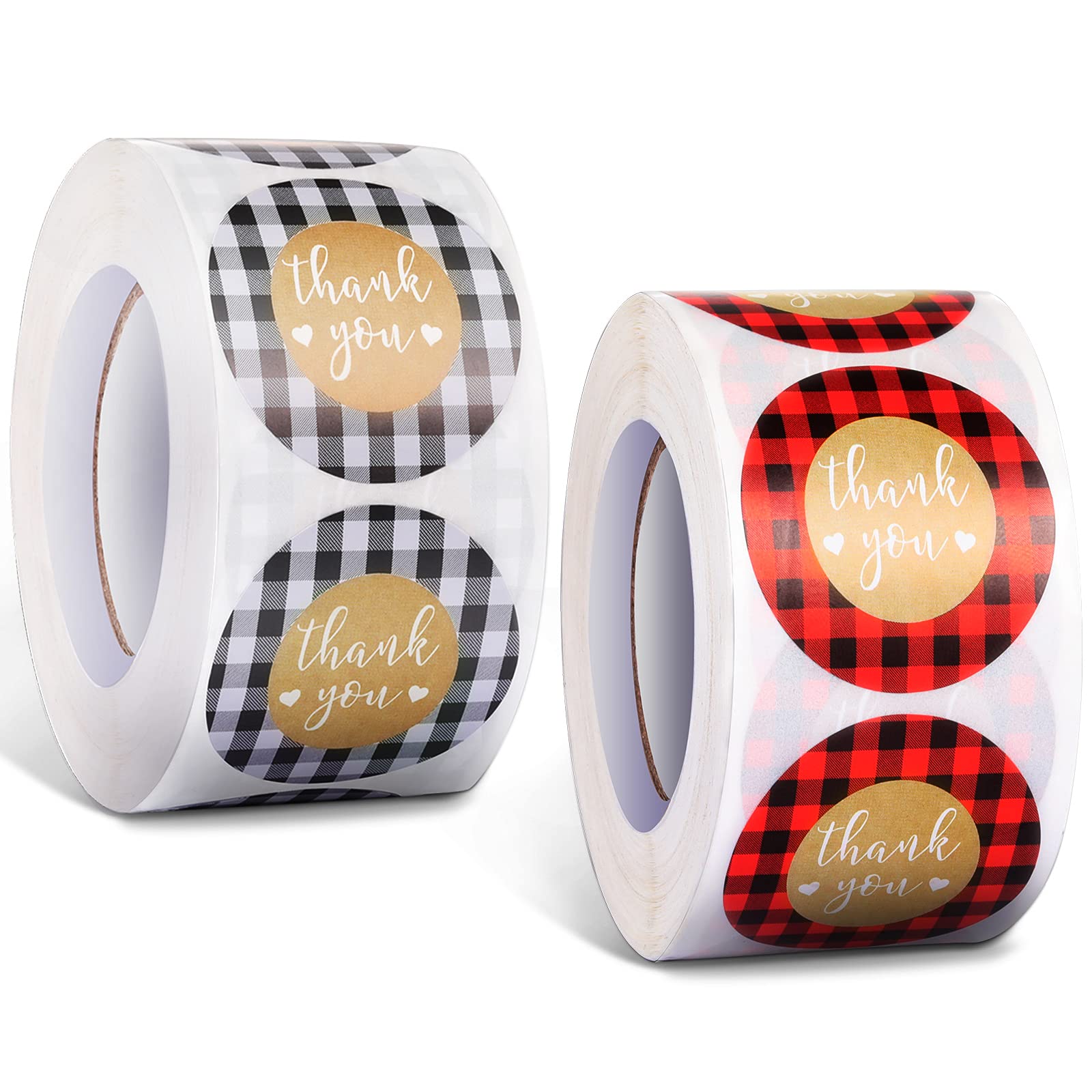 Buy 1000 Pieces Christmas Thank You Roll Sticker Buffalo Plaid ...