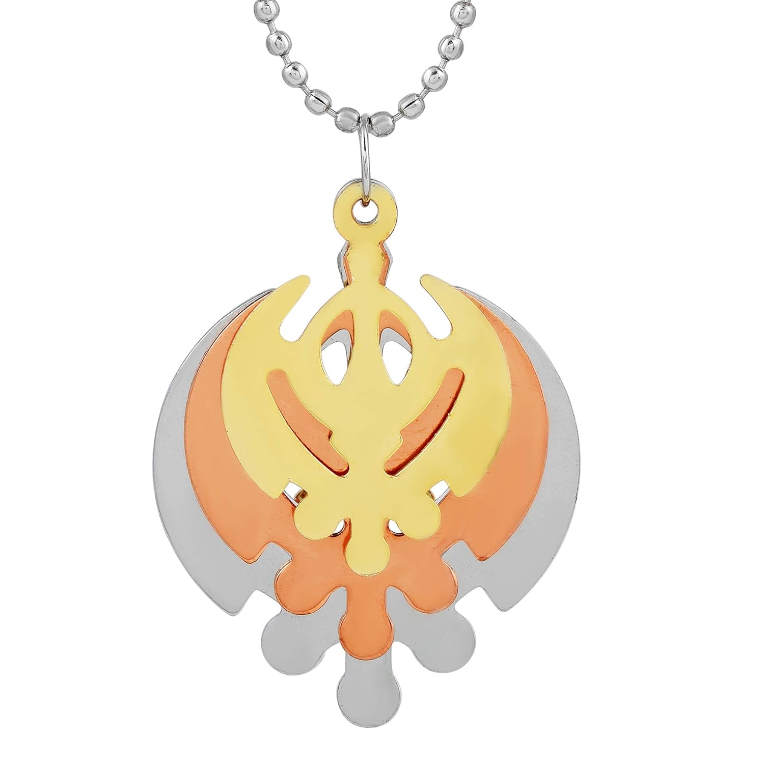 Buy Zumrut Tri 3 Color Sikh Sardar Sikhism Punjabi Khanda Chain Pendant ...