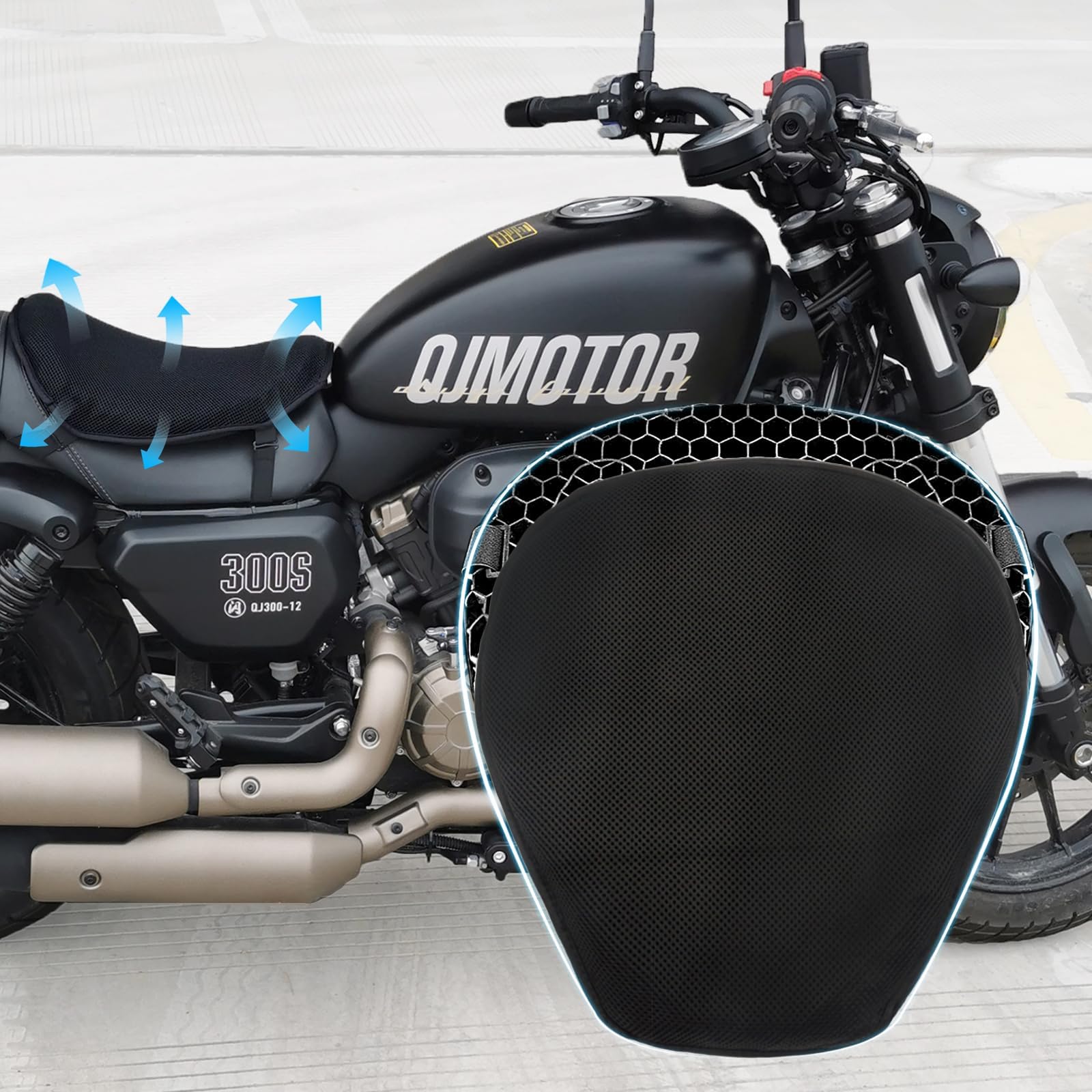 RWUJILONG Universal Motorcycle Seat Cushion Jelly Gel Material 3D ...