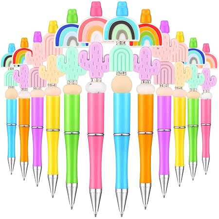 Amazon.com : Ctosree 12 Pcs Plastic Beadable Pens Assorted Bead Pens ...