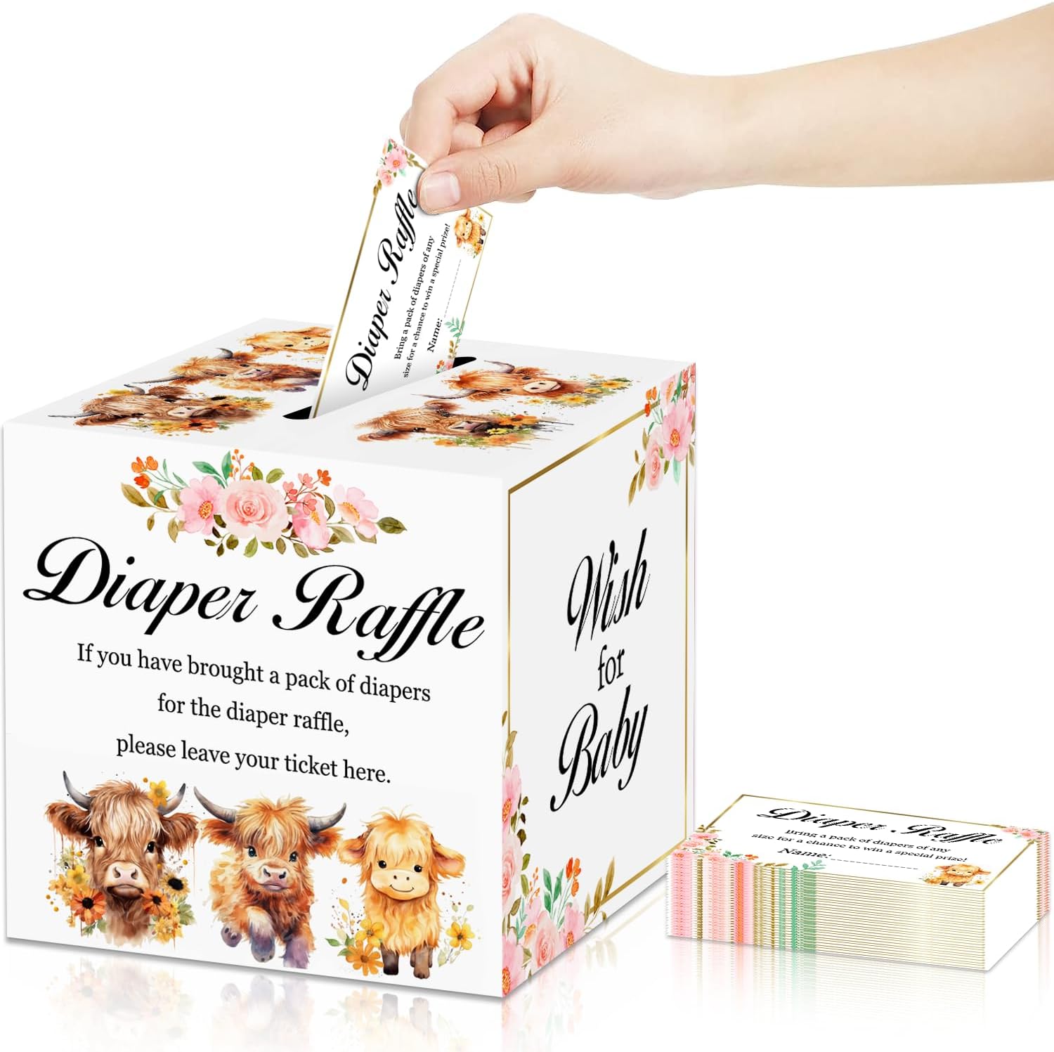 Amazon.com : Mecholey 51Pcs Diaper Raffle Box with Tickets, Strawberry ...