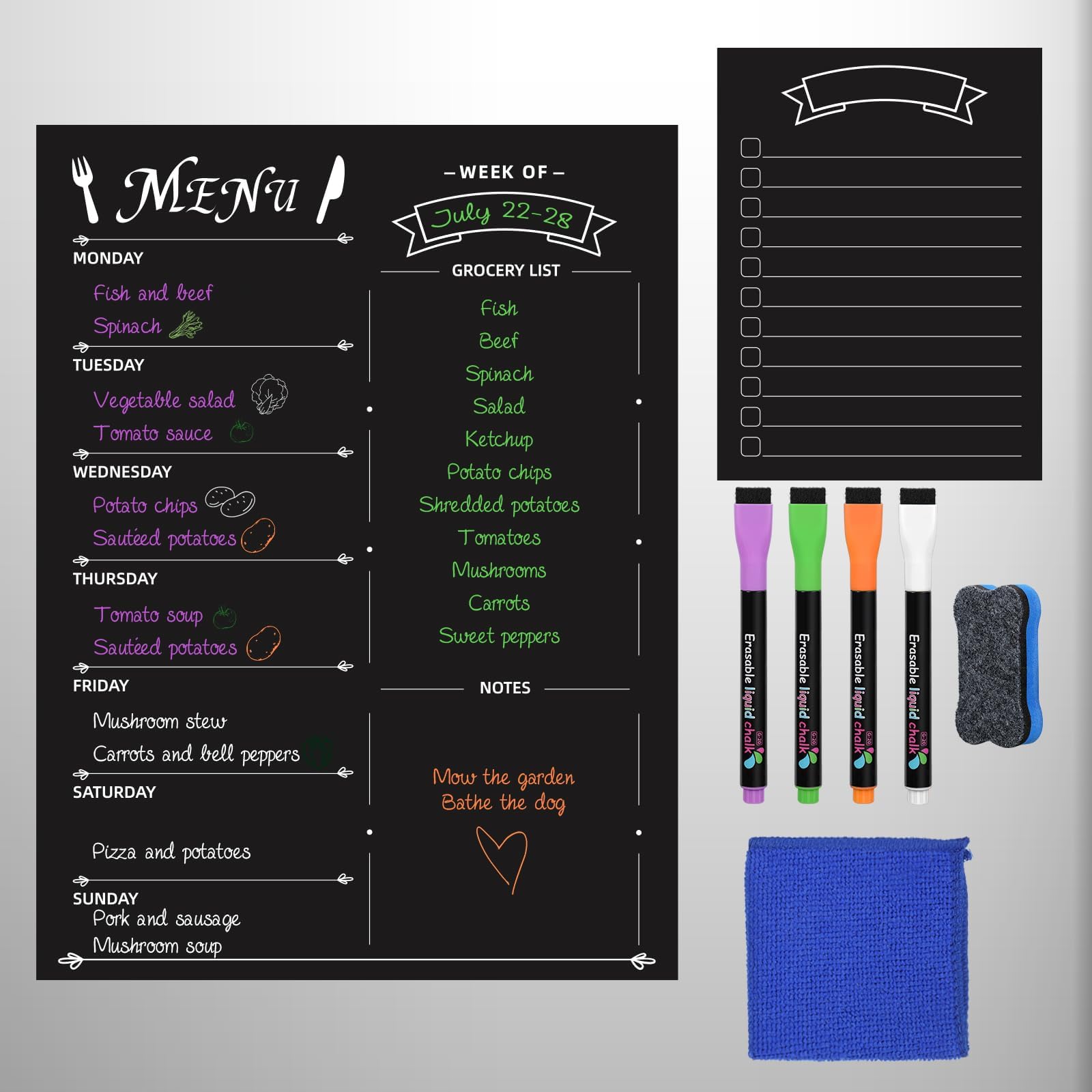 The Slate Range Weekly Meal Planner, Menu Board for Kitchen, Home, Door ...