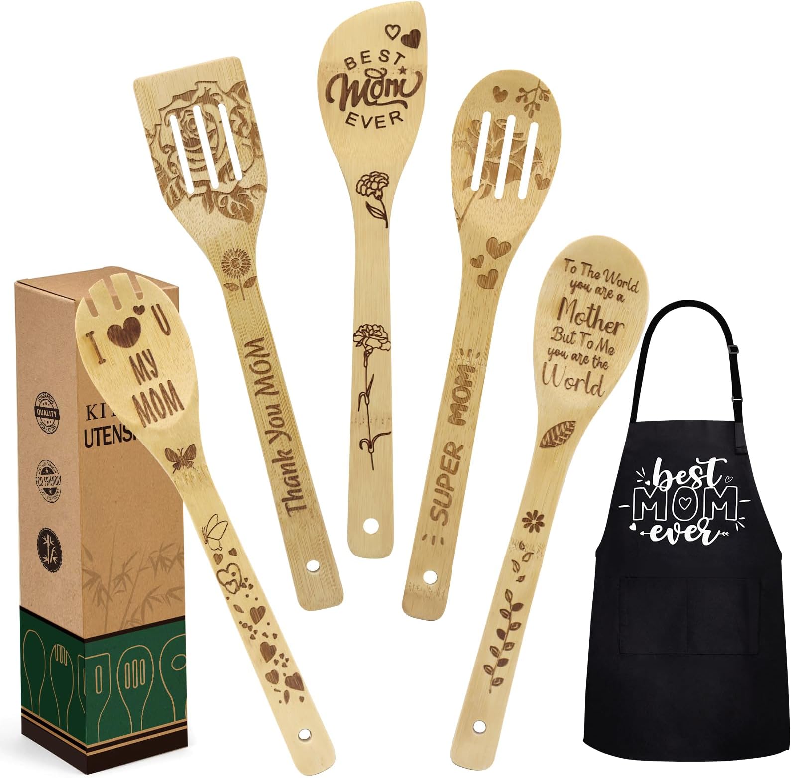 Amazon.com: Custom Personalized Wooden Bamboo Kitchen Utensil Set ...