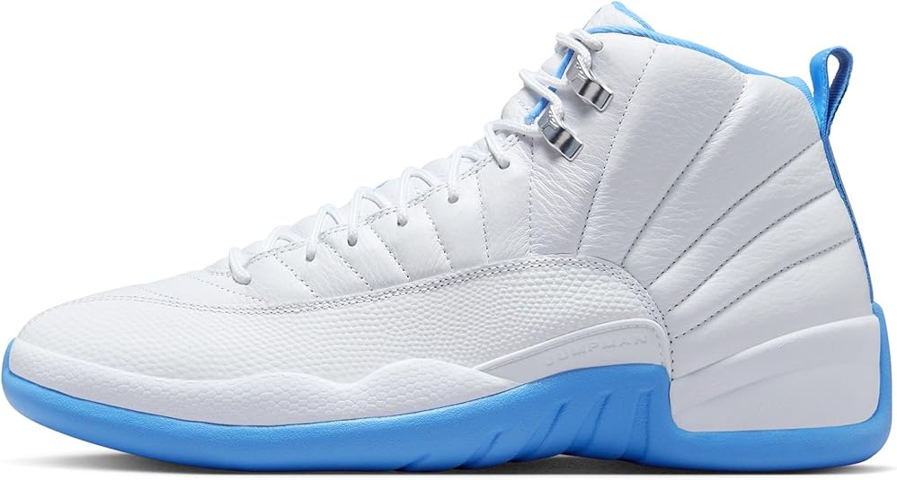 Amazon.com | JORDAN AIR JORDAN 12 RETRO WHITE AND UNIVERSITY BLUE ...