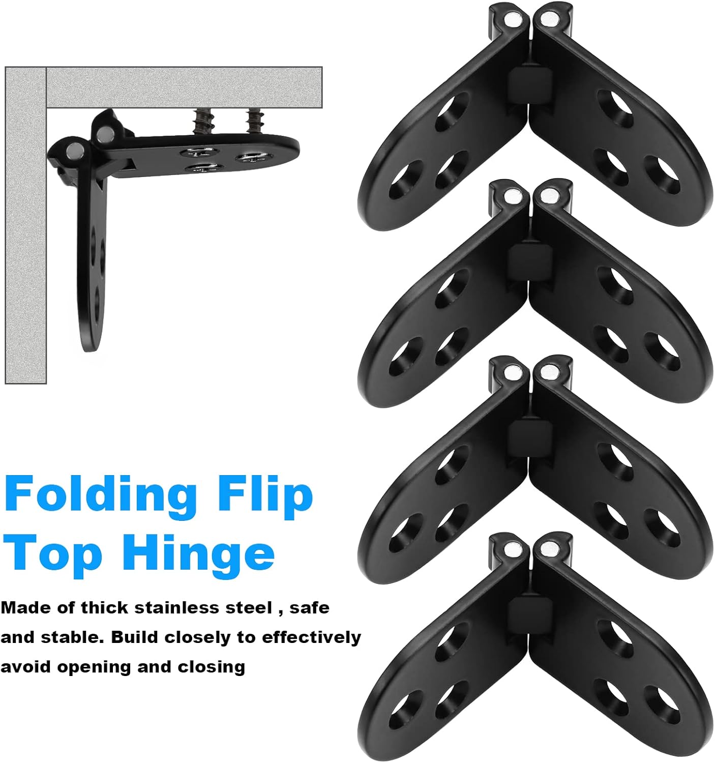LANER 12PCS Folding Flip Top Hinge, 180 Degree Stainless Steel Hinges ...