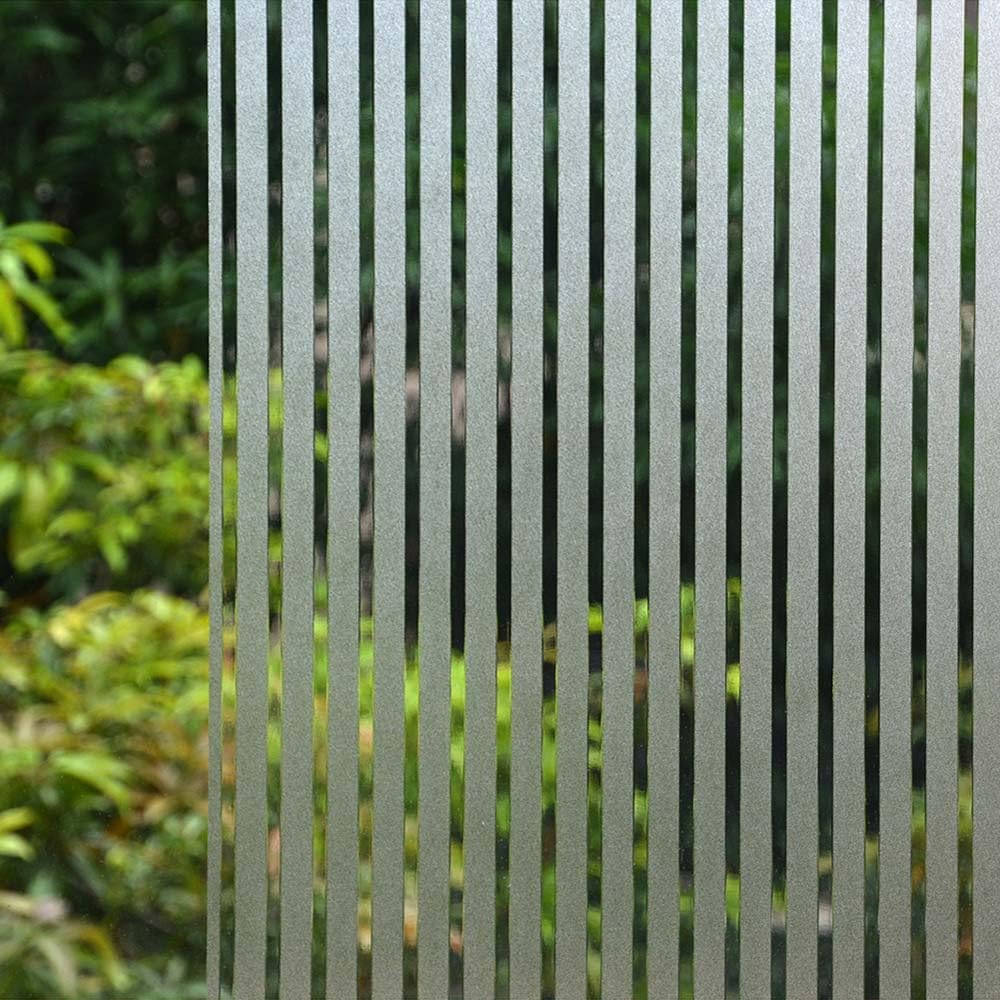 VSUDO Privacy Window Film, Frosted Stripe Pattern Window Tint for Home ...