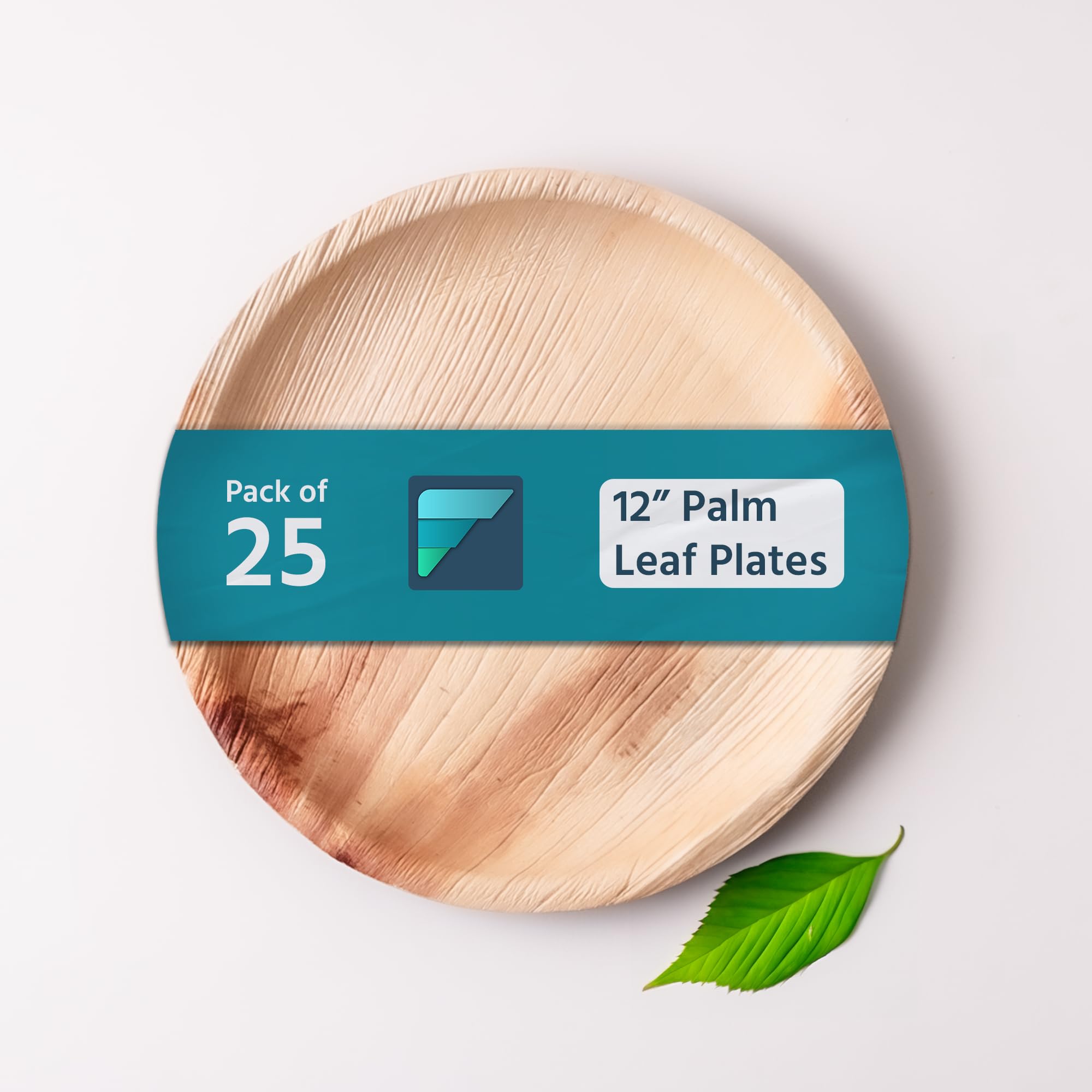 Palm Leaf Plate Set (25 Pcs) 12 Inches Round Palm Leaf Dinner Plate ...