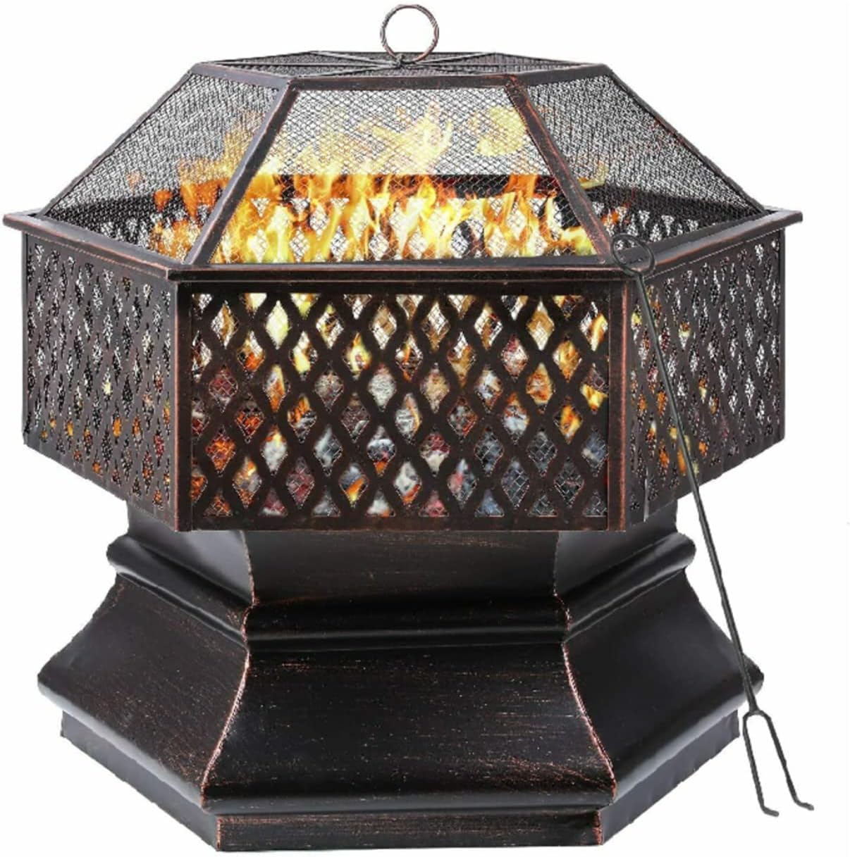 Amazon.com : Outdoor Fire Mesh Cover Steel Fire Pit BBQ Fire Pit ...