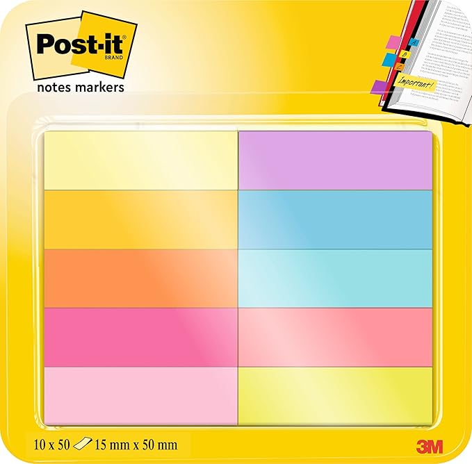 Post-it Notes Marker, Pack of 10 Pads, 50 Markers per Pad,12.7 mm x 44. ...