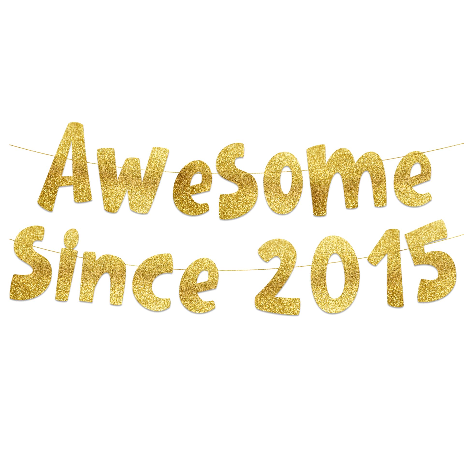 Amazon.com: Awesome Since 2015 Gold Glitter Banner - 10th Birthday and ...