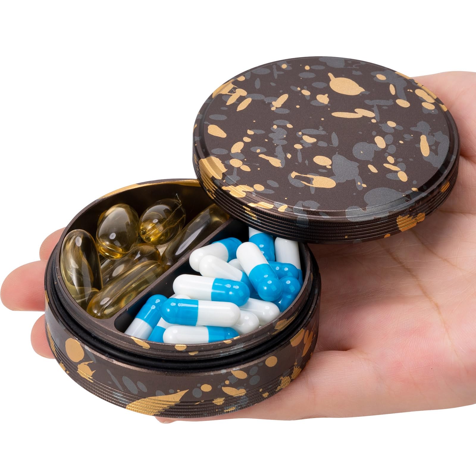 Amazon.com: Metal Pill Case 2 Compartment Pill Box - Portable Pill ...