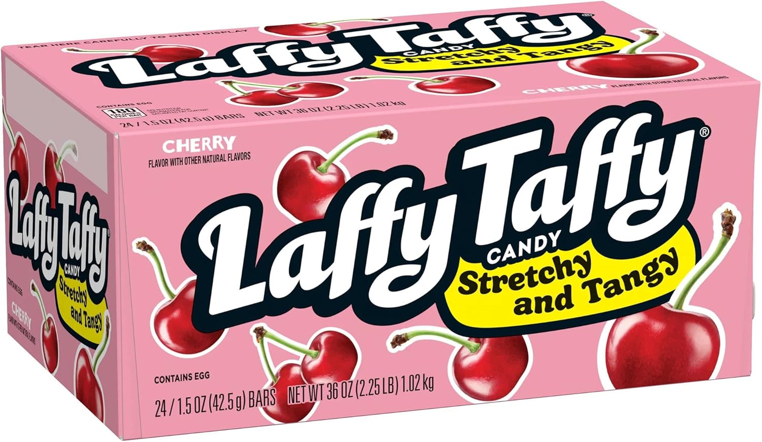 Laffy Taffy Stretchy And Tangy Cherry 1.5oz (42.5g) Pack of 24 : Amazon ...