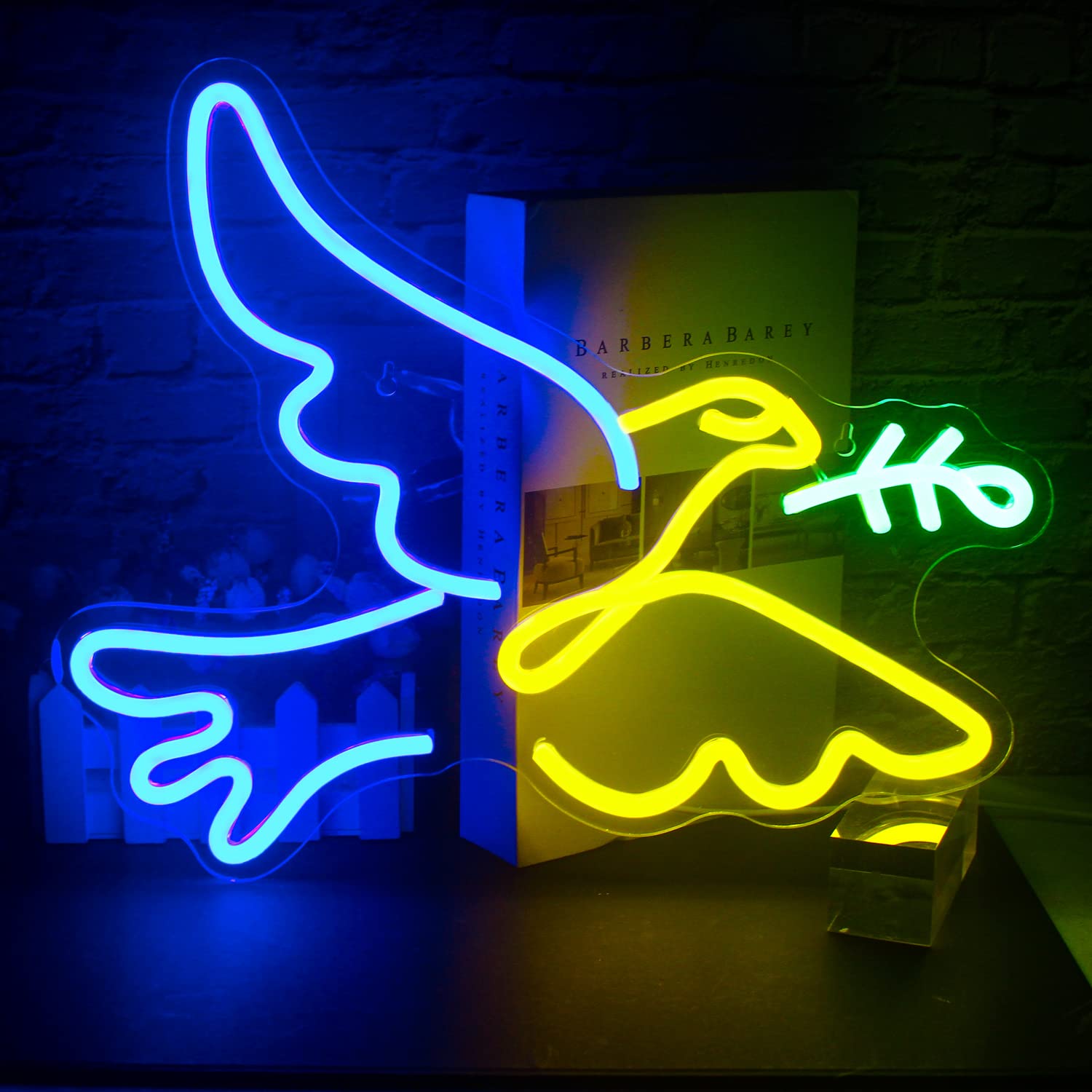 Neon Blue Peace Sign