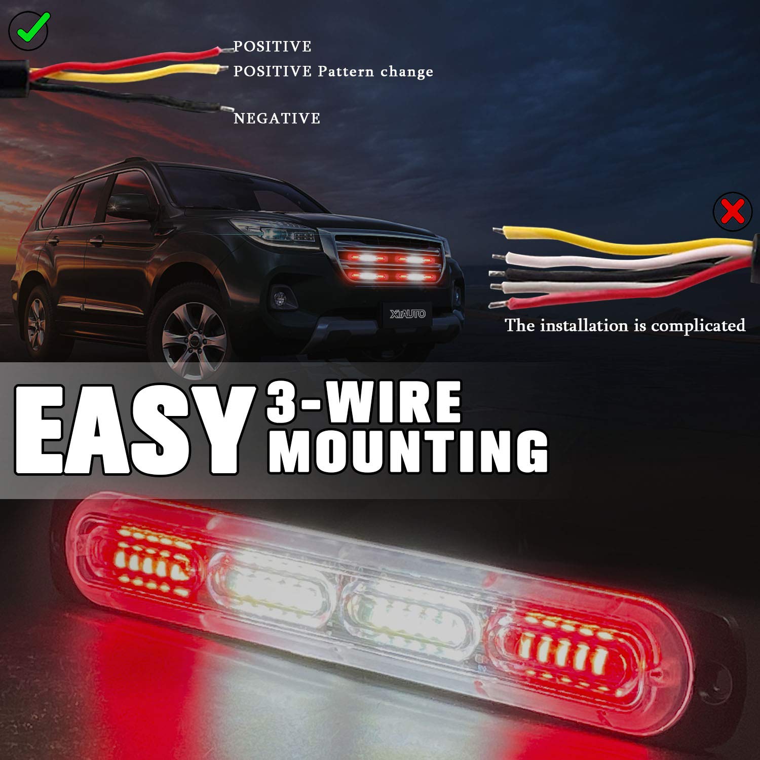 Snapklik.com : LED Emergency Strobe Light 24-LED Red White Red Flashing ...