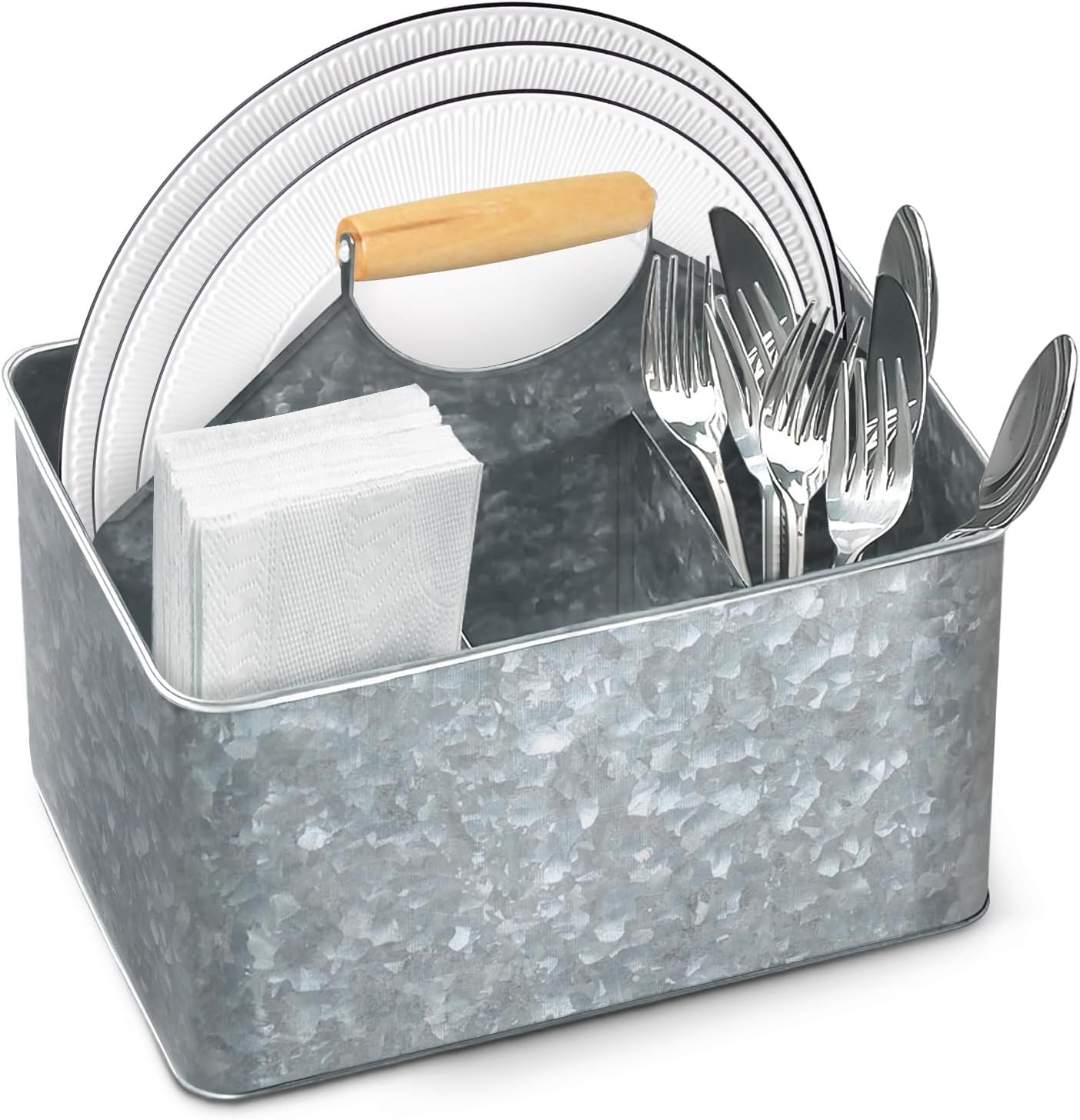 Amazon.com - Plexon Silver Metal Caddy Table Utensil Caddy with Handle ...