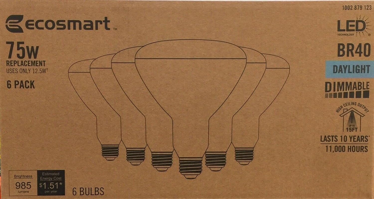 75-Watt Equivalent BR40 Dimmable LED Light Bulb Daylight (6-Pack ...