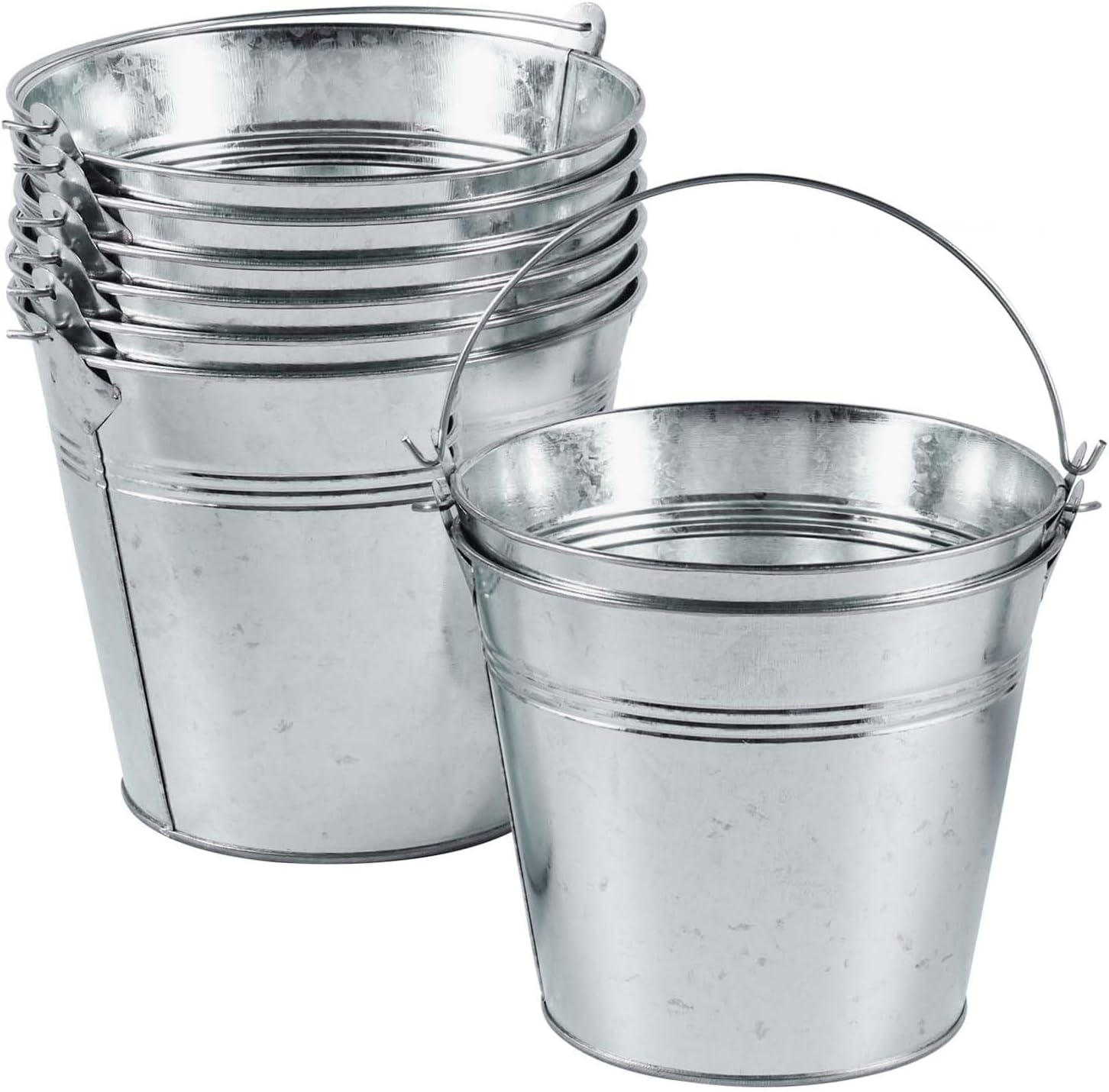 Amazon.com: 6 Pack Small Galvanized Metal Buckets with Handles, Mini ...