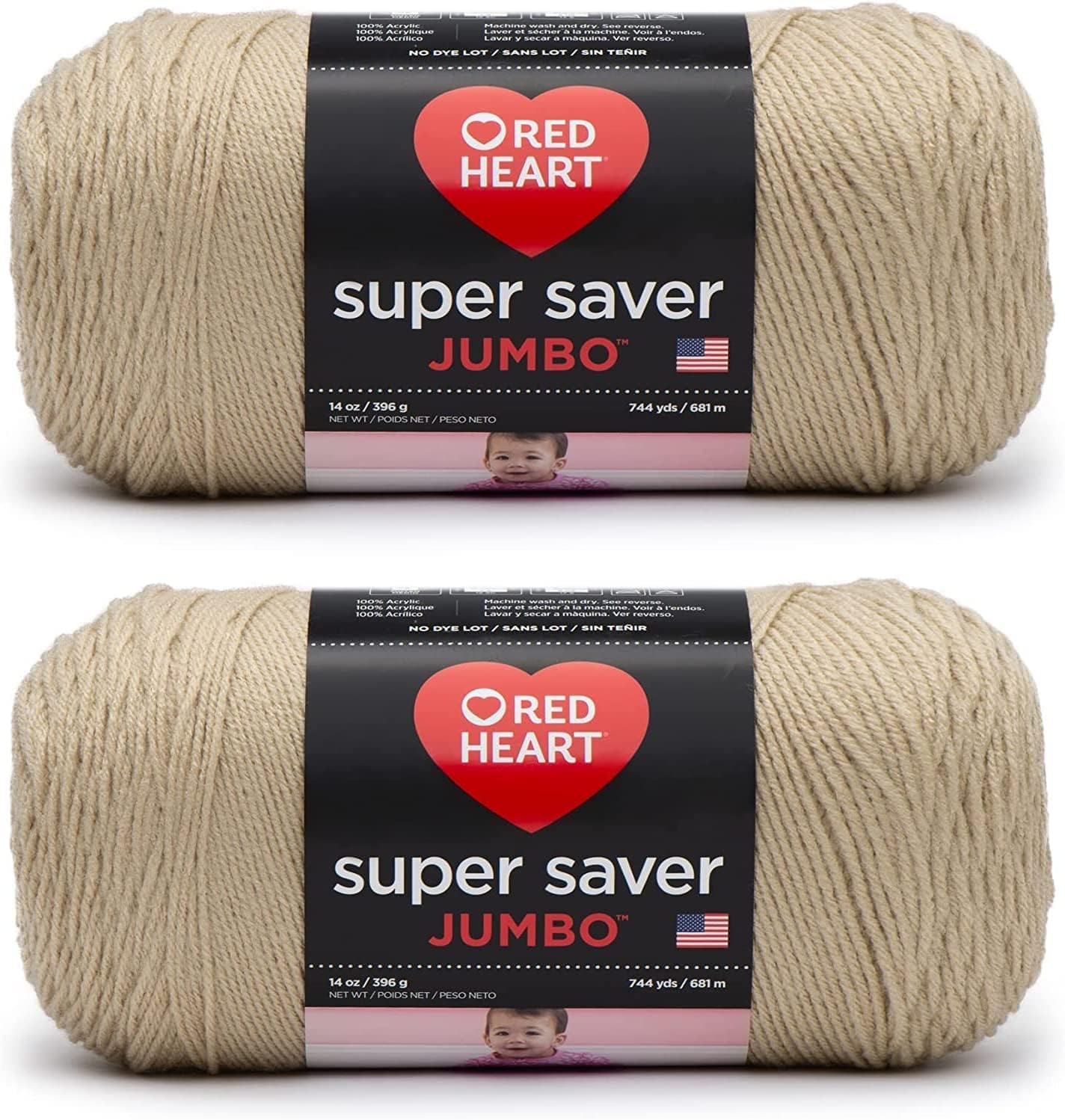 Amazon.com: Red Heart Super Saver Jumbo Buff Yarn - 2 Pack of 396g/14oz ...