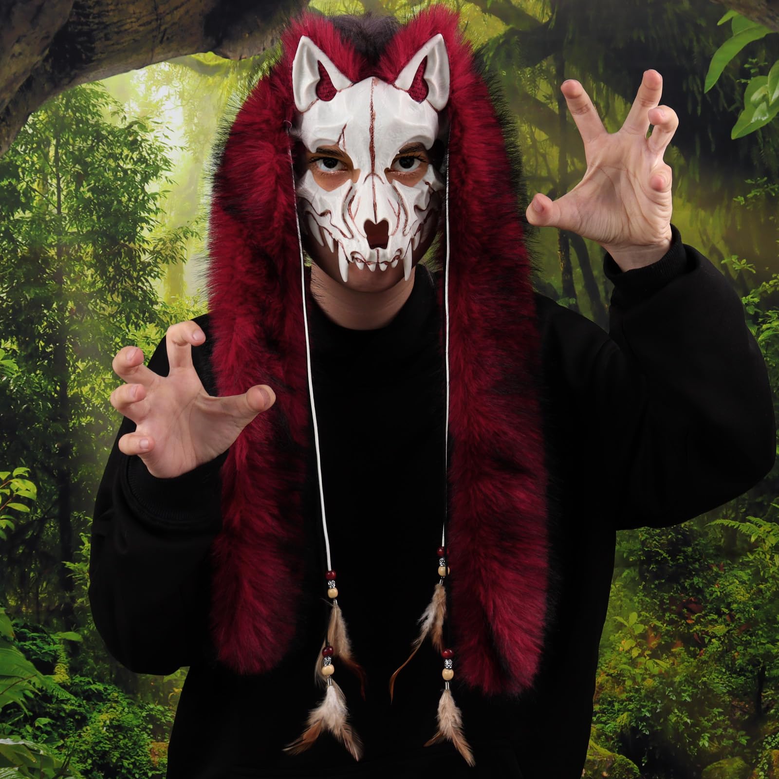 Snapklik.com : Animal Head Wolf Mask Furry Viking Headpiece Halloween ...