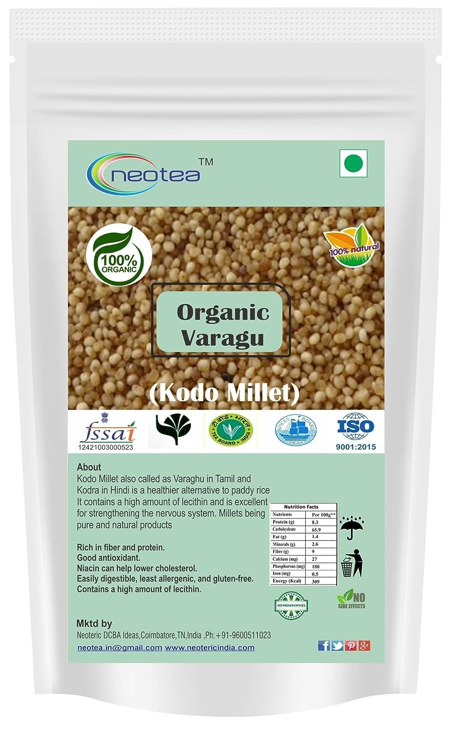 Amazon.com : Neotea Organic Kodo Millet | Varagu | Kodra | Arikelu ...