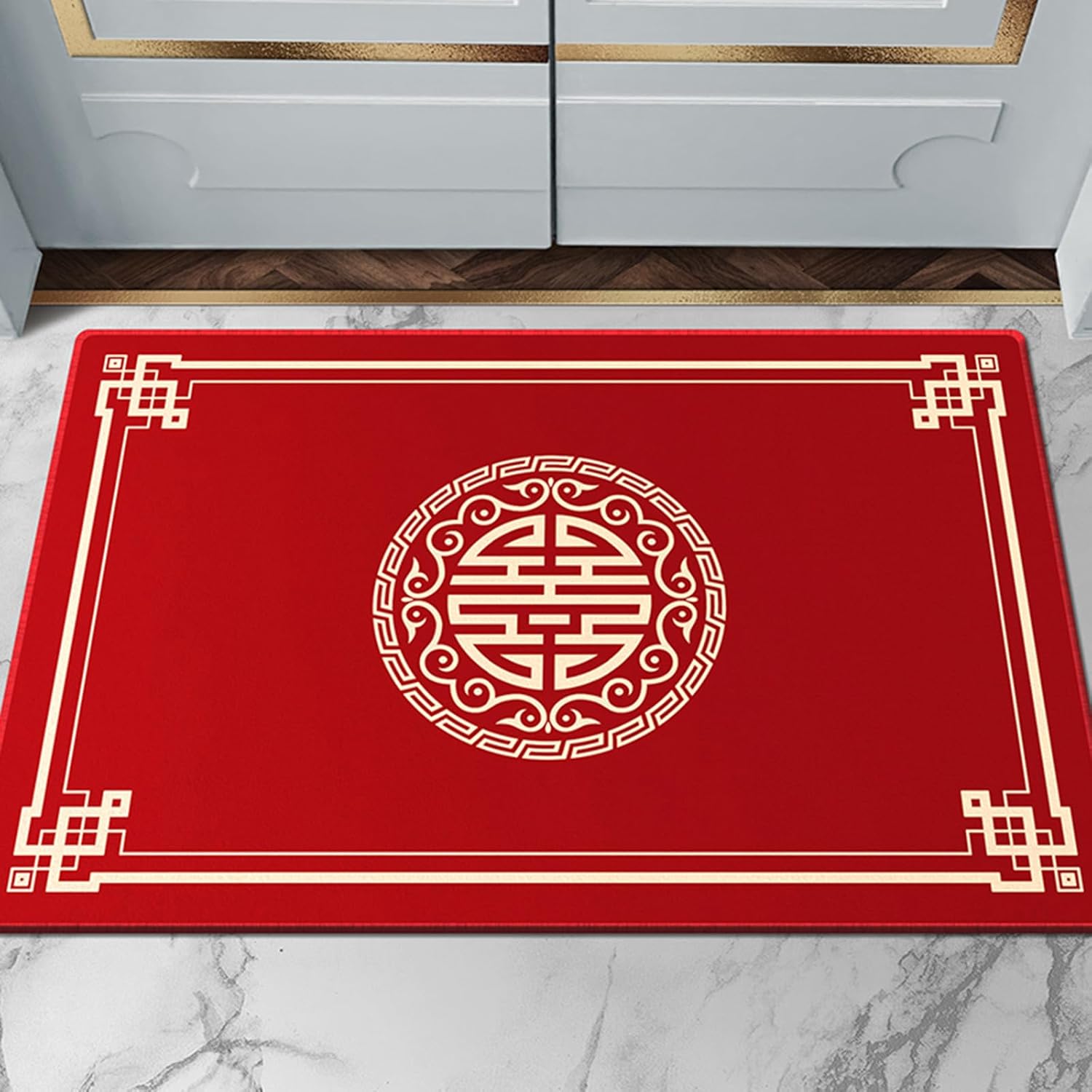 Amazon.com: Traditional Chinese Double Happiness Door Mat, Red and Gold ...
