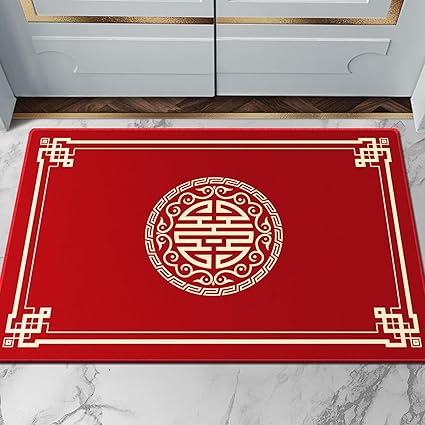 Amazon.com: Traditional Chinese Double Happiness Door Mat, Red and Gold ...