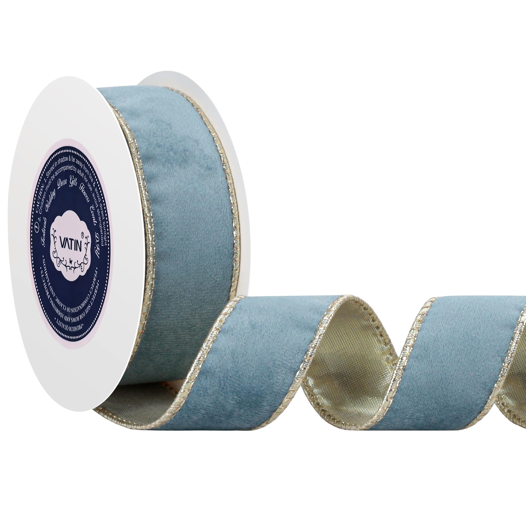 Amazon.com: VATIN Sky Blue Velvet Wired Ribbon 1.5" Metallic Sky Blue ...