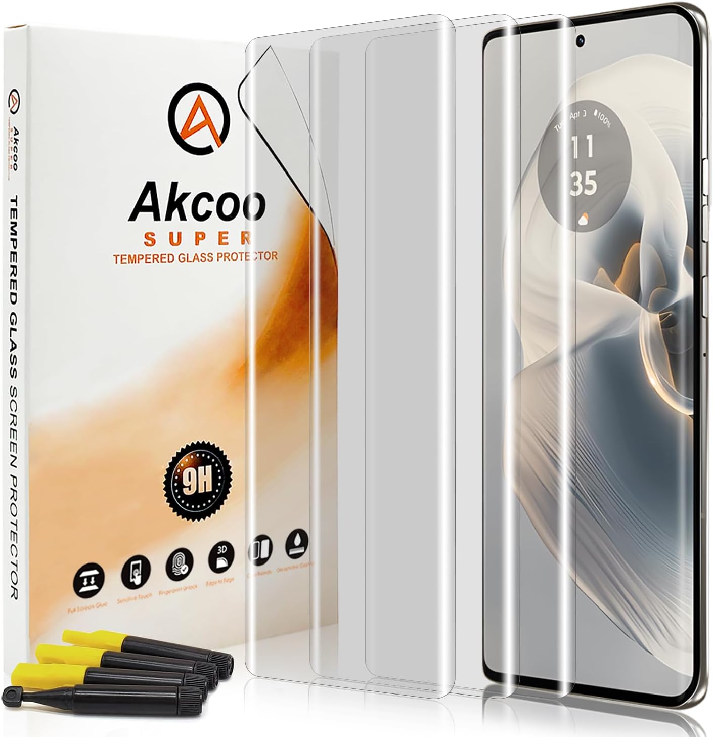 WFTE Compatible with Motorola Edge 50 Pro Screen Protector, [2- Pack ...