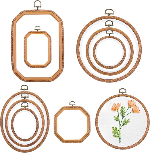Amazon.com: 9 Pcs Large Embroidery Hoop Frame Decorative Imitated Wood ...