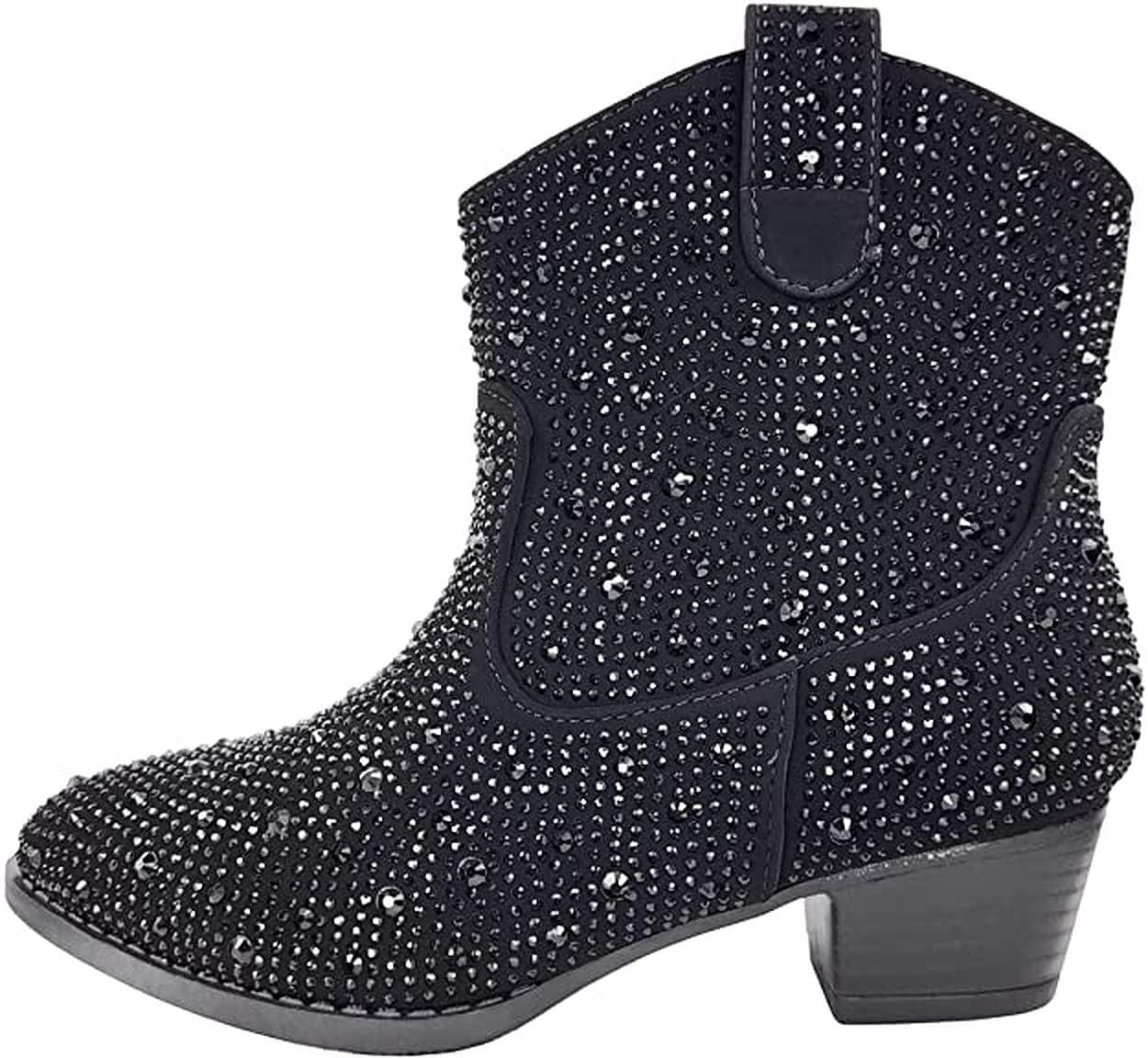 Snapklik.com : Girls Rhinestone Cowboy Boots Kids Low Heel Dress ...
