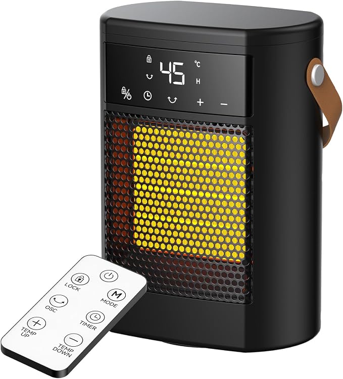 1500W Ceramic Space Heater with Remote Control & Touch Screen, Portable ...