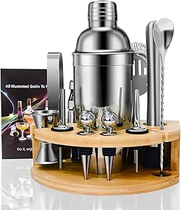 Amazon.com: 12 Piece 25oz Cocktail Shaker Set Bartender Kit with Stand, Professional Stainless ...