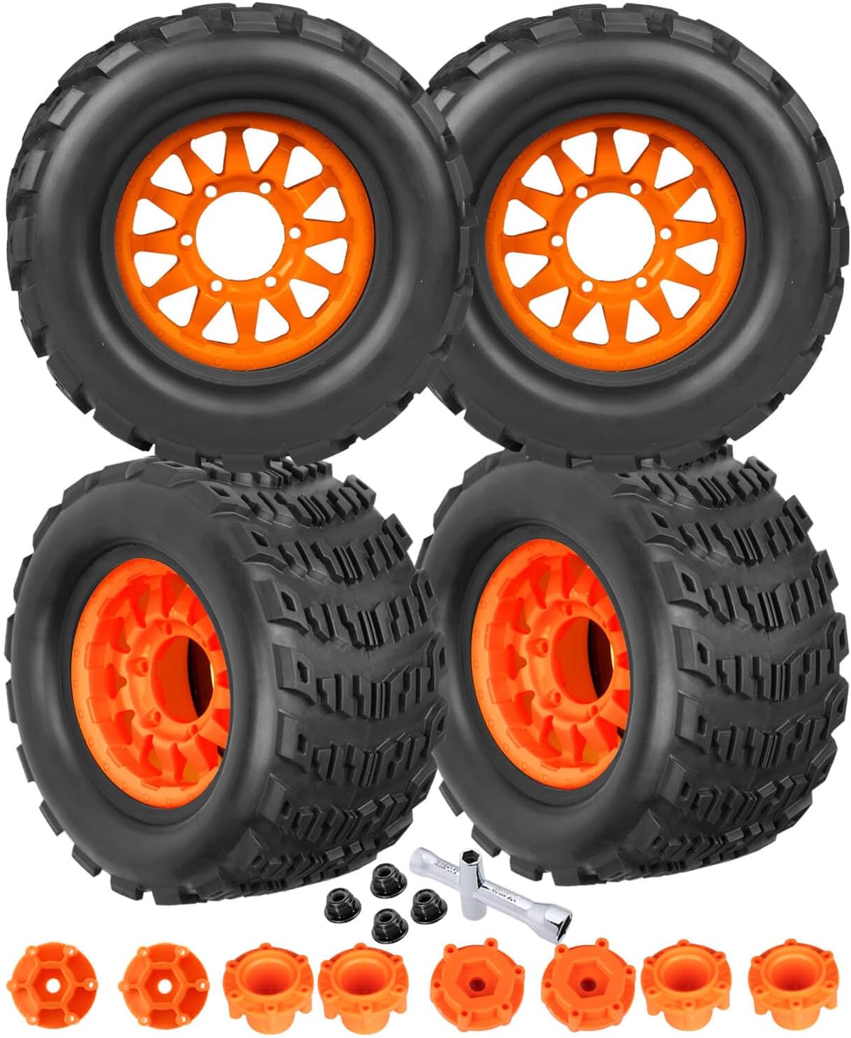 Amazon.com: hopsupRC RC 12mm/14mm Truck Wheel Tires for 1/10 Rustler ...