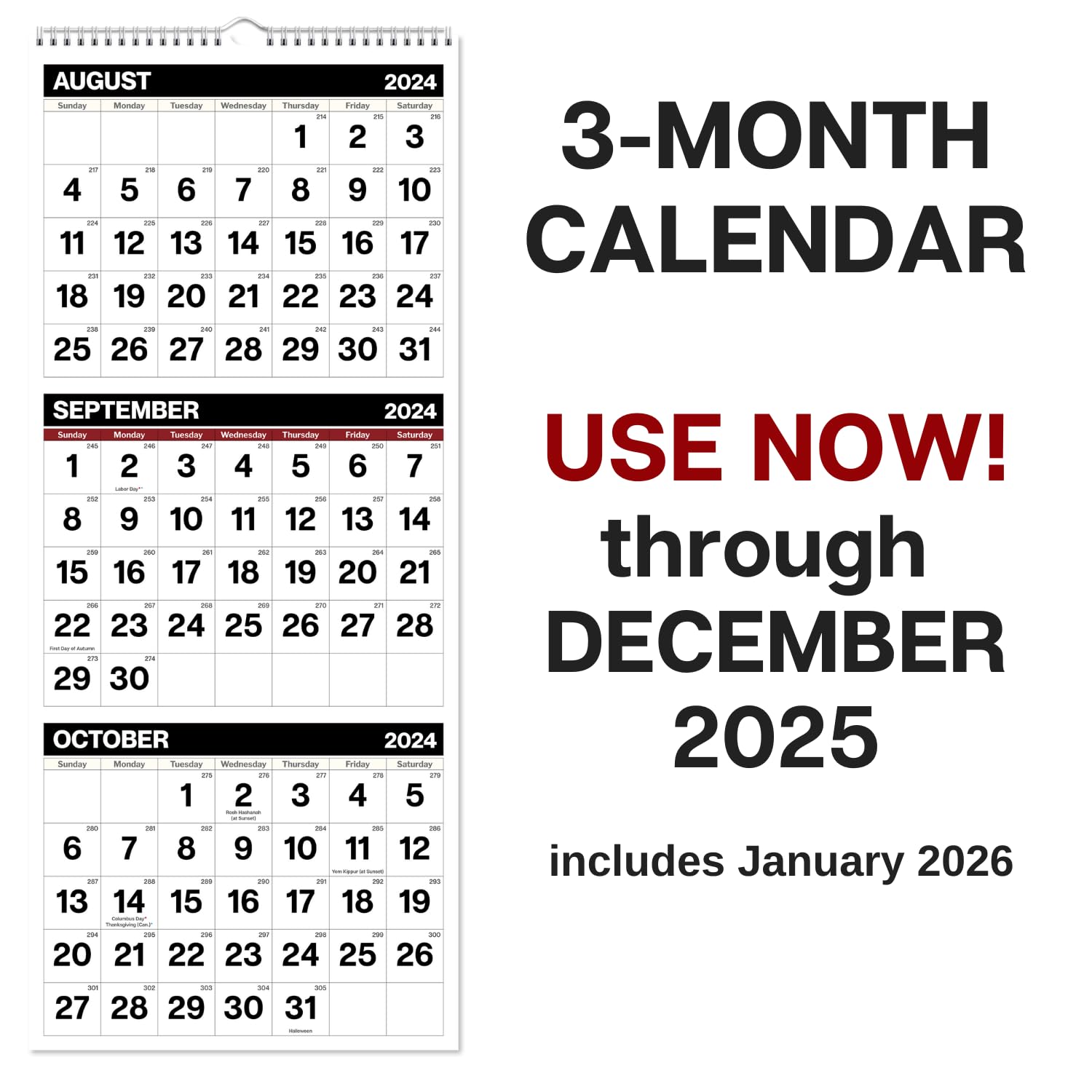 Snapklik.com : Dunwell Three Month View Calendar 2025