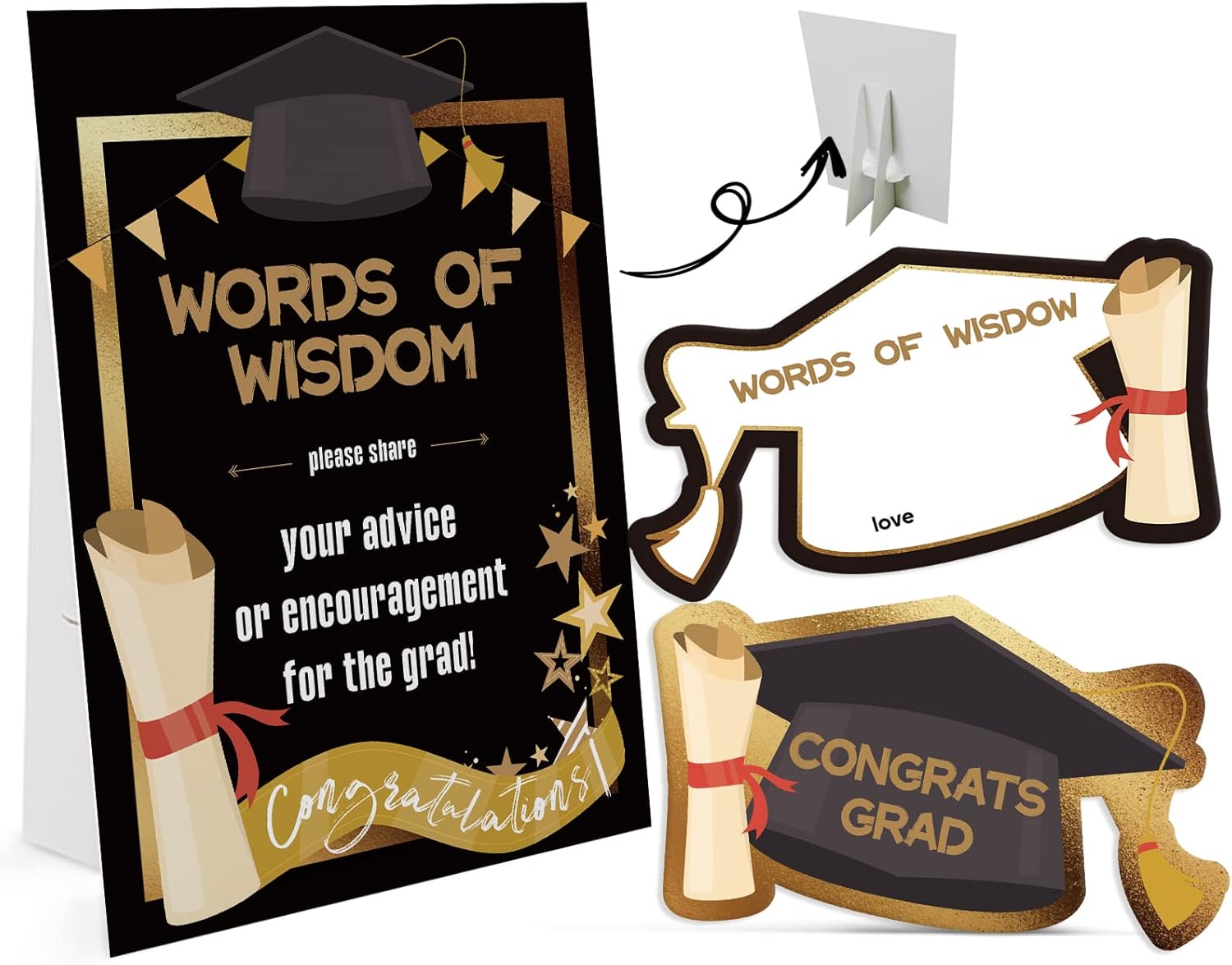 Amazon.com: Graduate Words of Wisdom Cards, 1 Graduation Sign And 50 ...