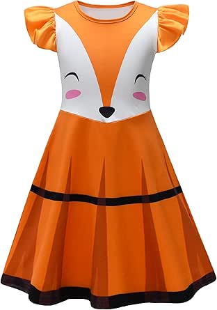 Amazon.com: AOVCLKID Girls Fox Costume Birthday Party Dress Halloween ...