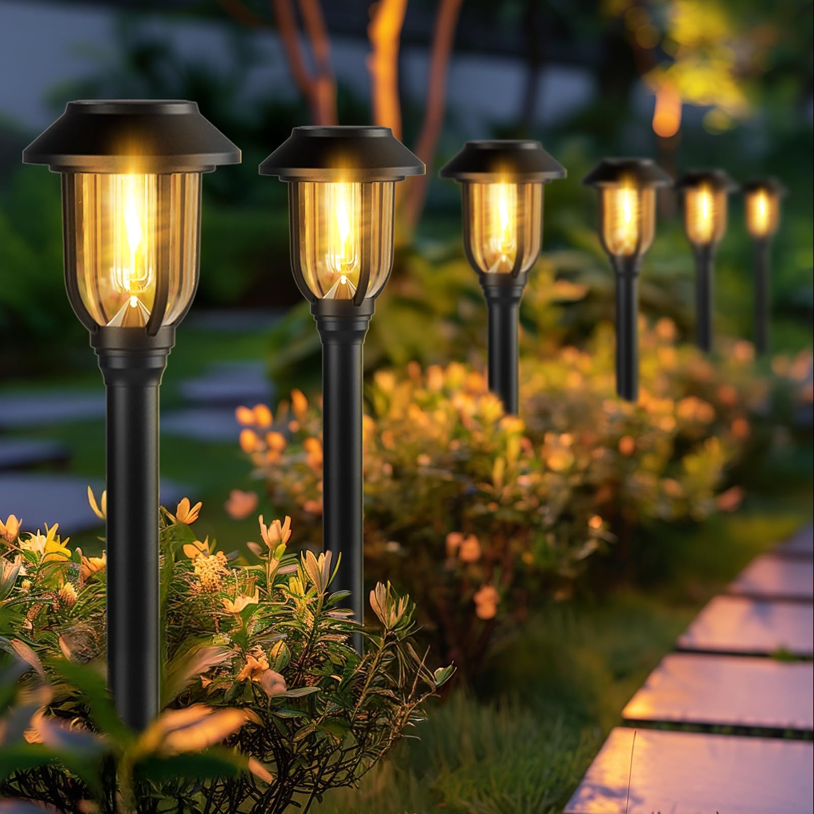 Springwind 8 Pack Solar Lights Outdoor Waterproof Solar Pathway Light ...