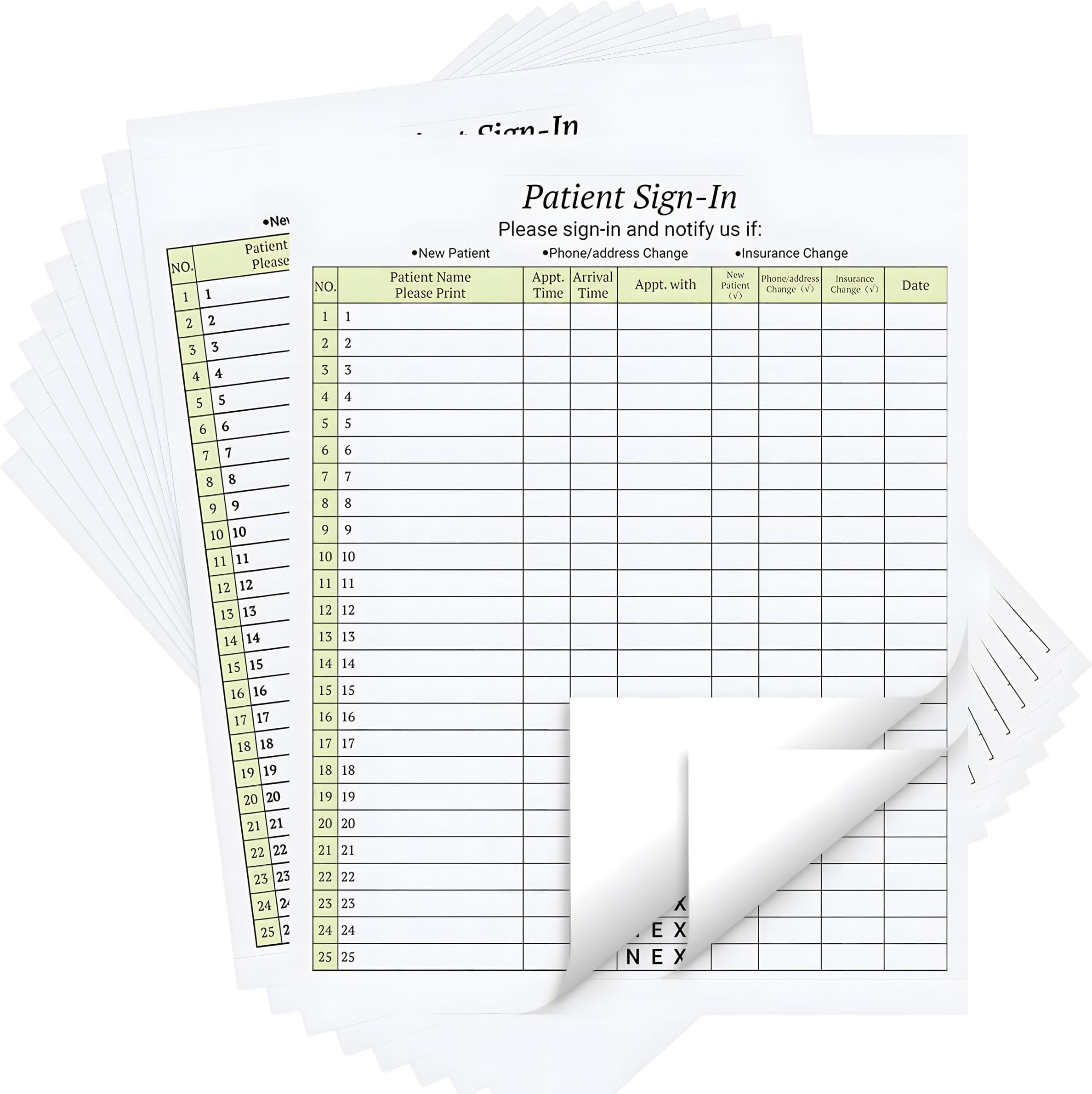 Amazon.com : suituts 125 Patient Sign in Sheets, HIPAA Compliant, 3 ...