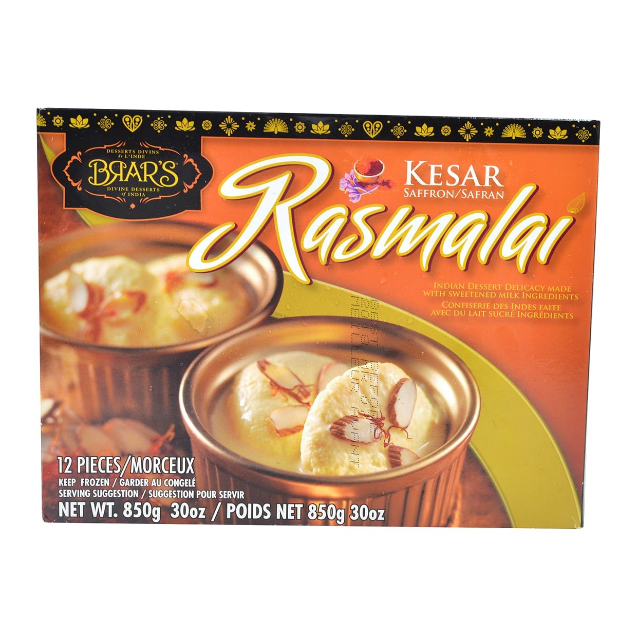 Amazon.com : Brar's, Kesar (Saffron) Rasmalai, 850 Grams(gm ...