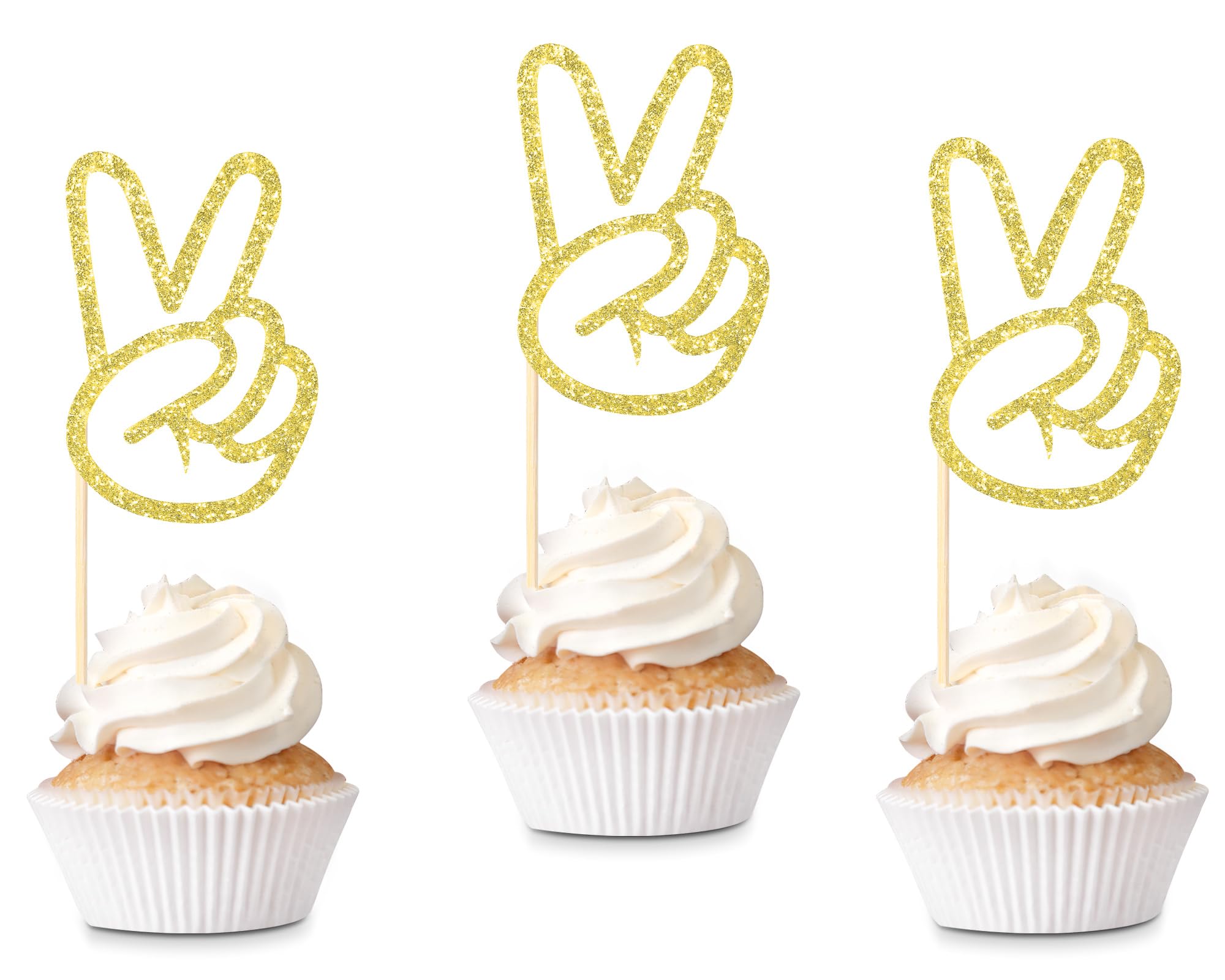 Snapklik.com : Spakon 24 Pcs Peace Sign Cupcake Toppers Glitter ...
