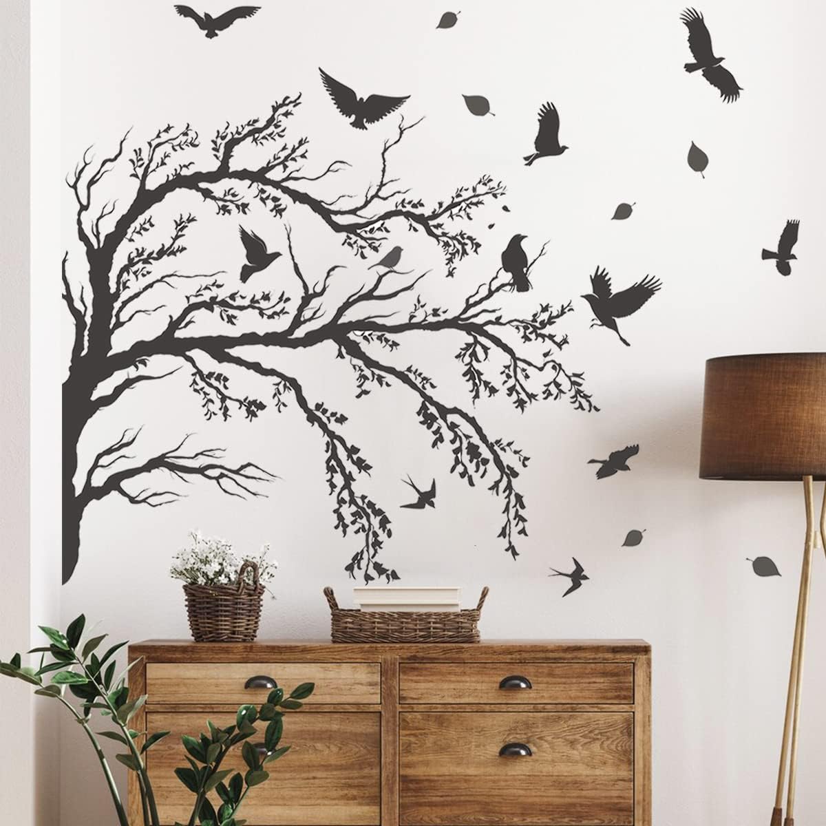 Amazon.com: Vinyl Wall Decal Crow Silhouette Black Raven On Tree Branch ...