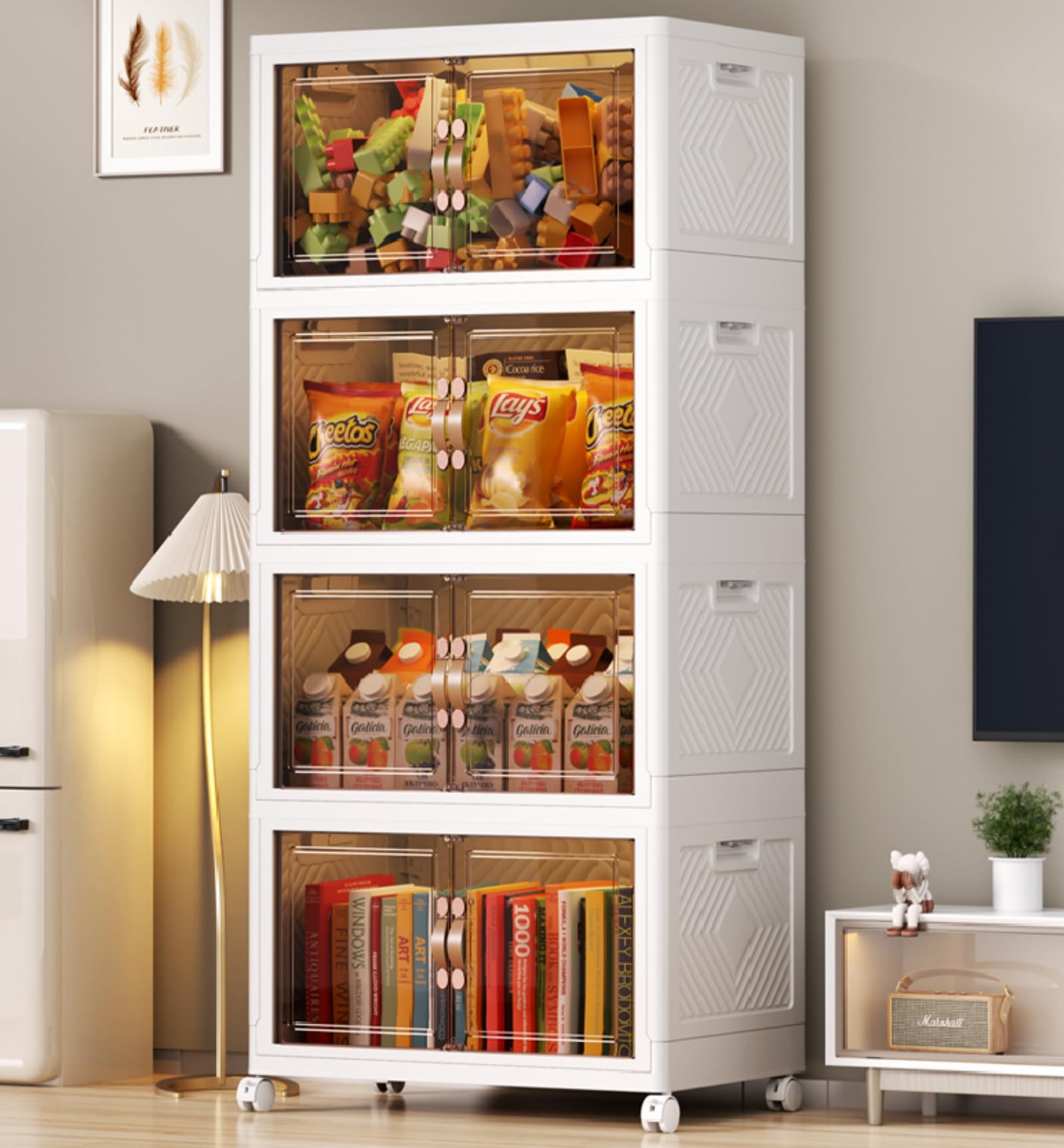 Amazon.com - 4 Pack Large Collapsible Storage Bins With Lids & Wheels ...