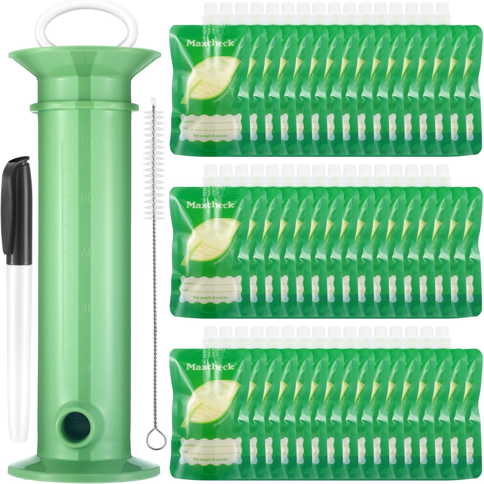 Amazon.com : Maxcheck 53 Pcs Refillable Baby Food Pouches Food Maker ...