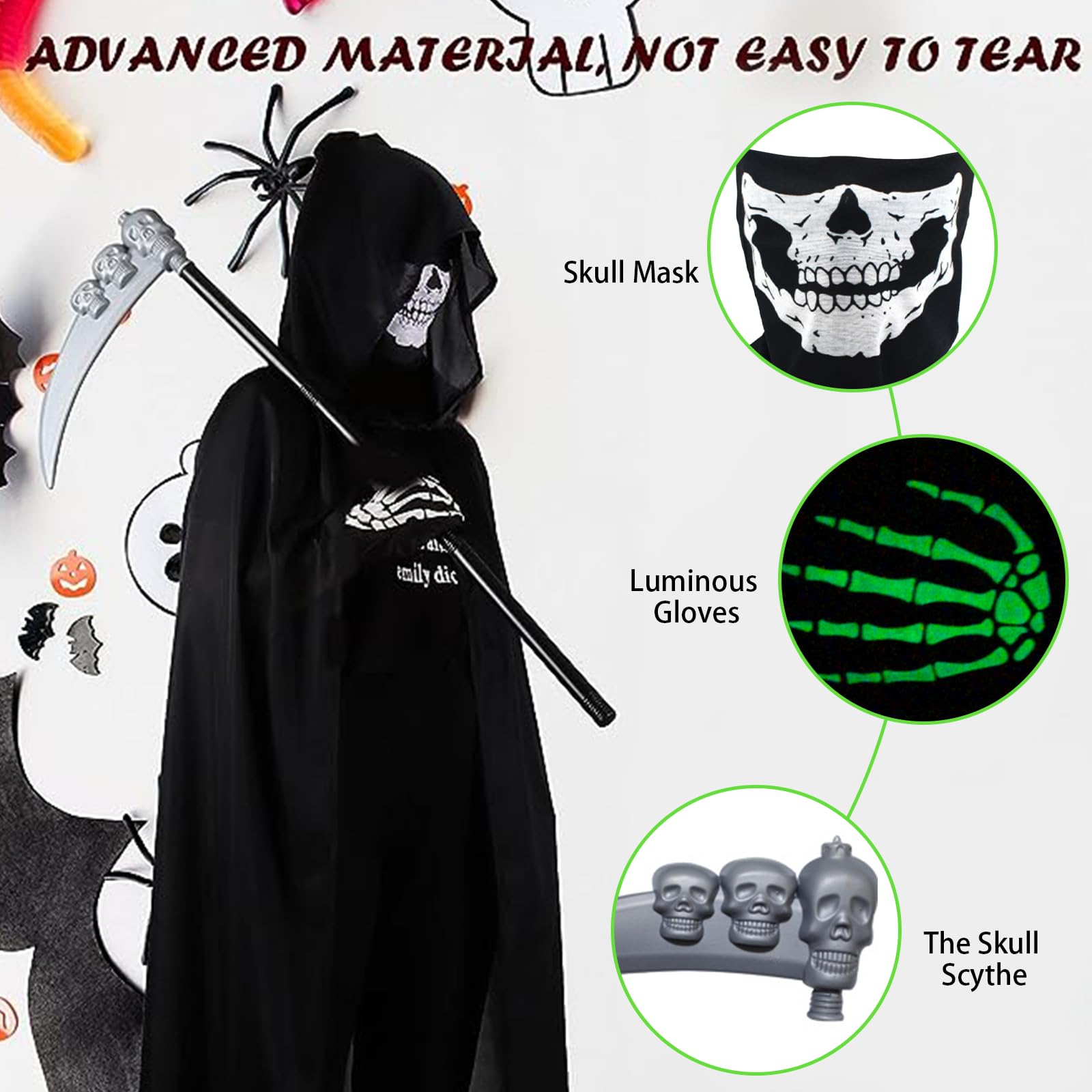 Traje De La Muerte Para Hombre Complete Halloween Outfit Grim Reaper ...
