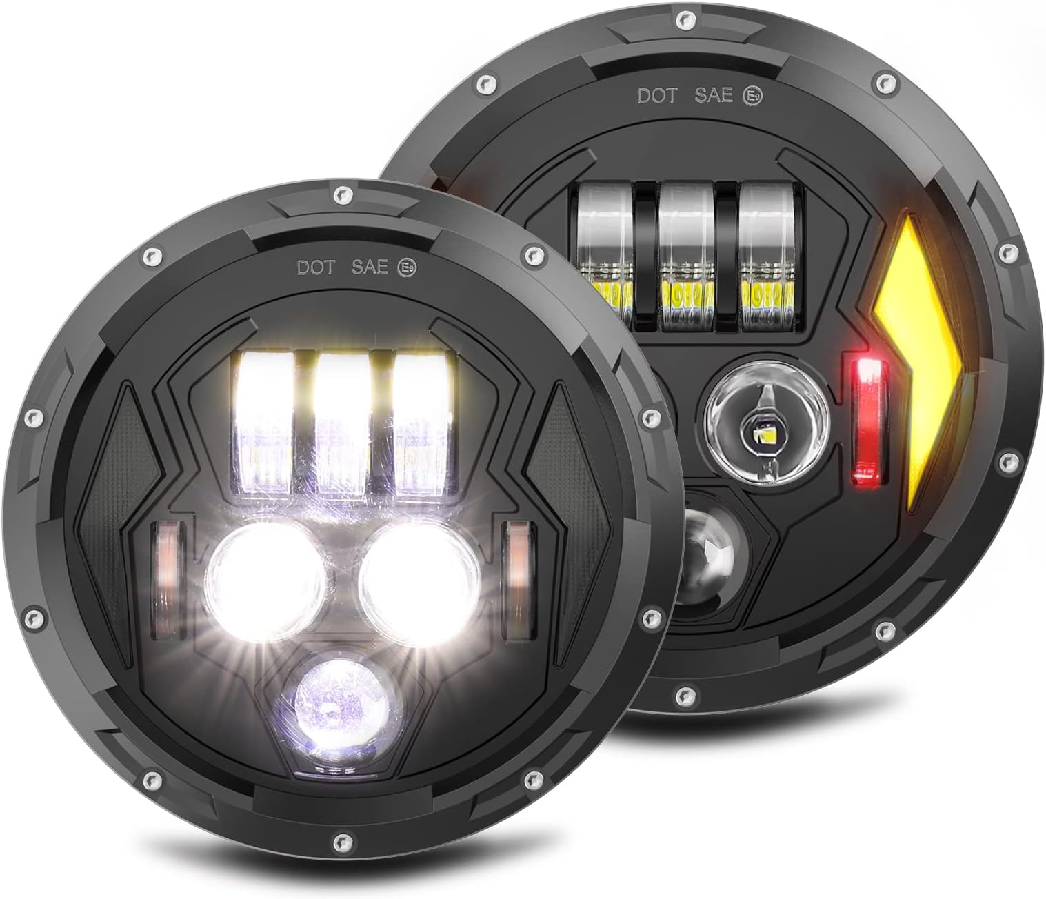 Amazon.com: CO LIGHT 7 Inch Round LED Headlights with Halo Angel Eyes ...